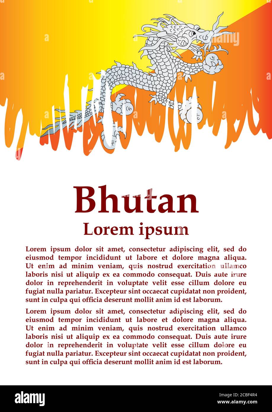 Flag of Bhutan, Kingdom of Bhutan. Template for award design, an ...