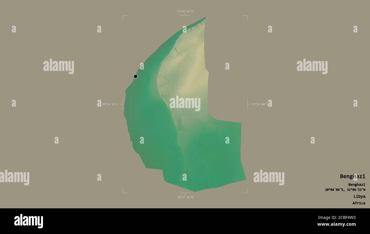 Area of Benghazi, district of Libya, isolated on a solid background in ...