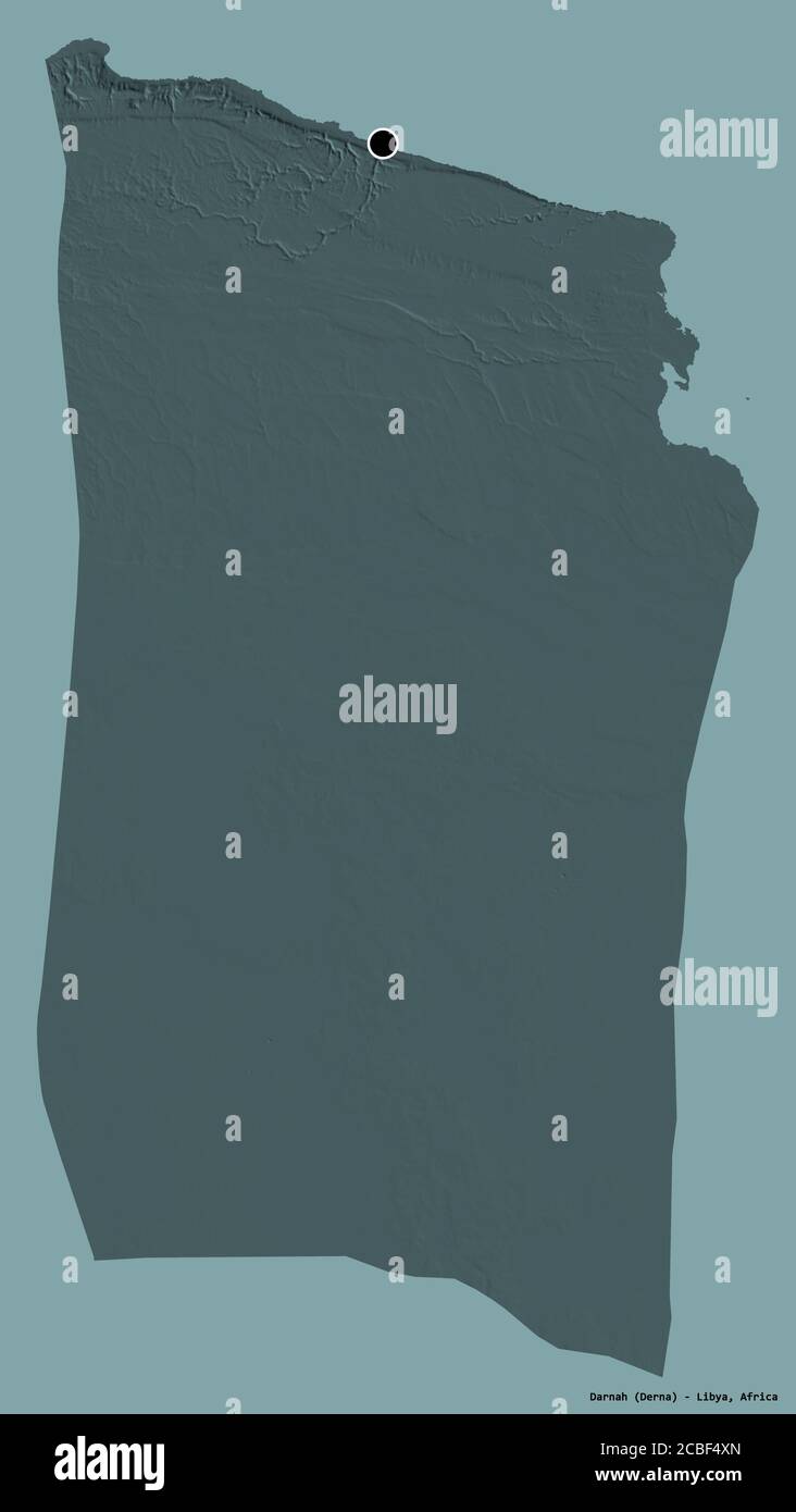 Shape of Darnah, district of Libya, with its capital isolated on a ...