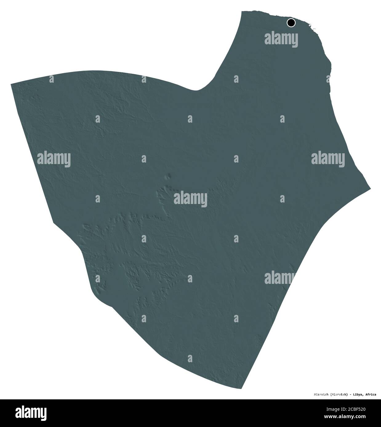 Shape of Misratah, district of Libya, with its capital isolated on ...