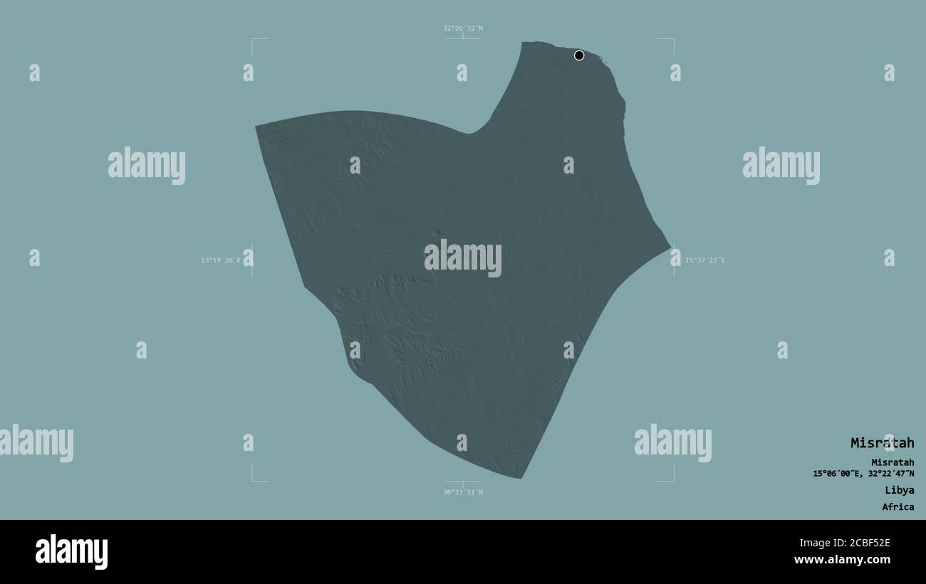 Area of Misratah, district of Libya, isolated on a solid background in ...