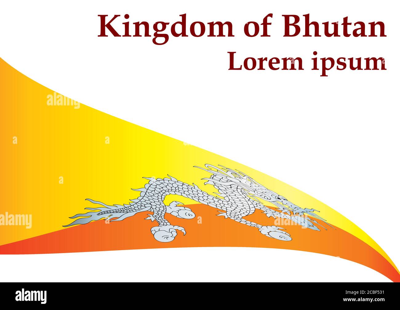 Flag of Bhutan, Kingdom of Bhutan. Template for award design, an ...