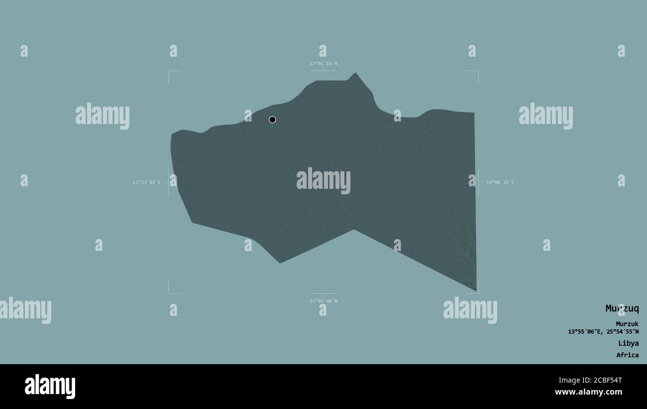 Area of Murzuq, district of Libya, isolated on a solid background in a ...
