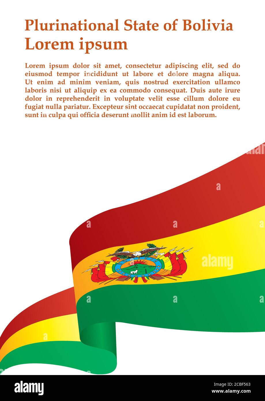 Flag of Bolivia, Plurinational State of Bolivia. Template for award ...