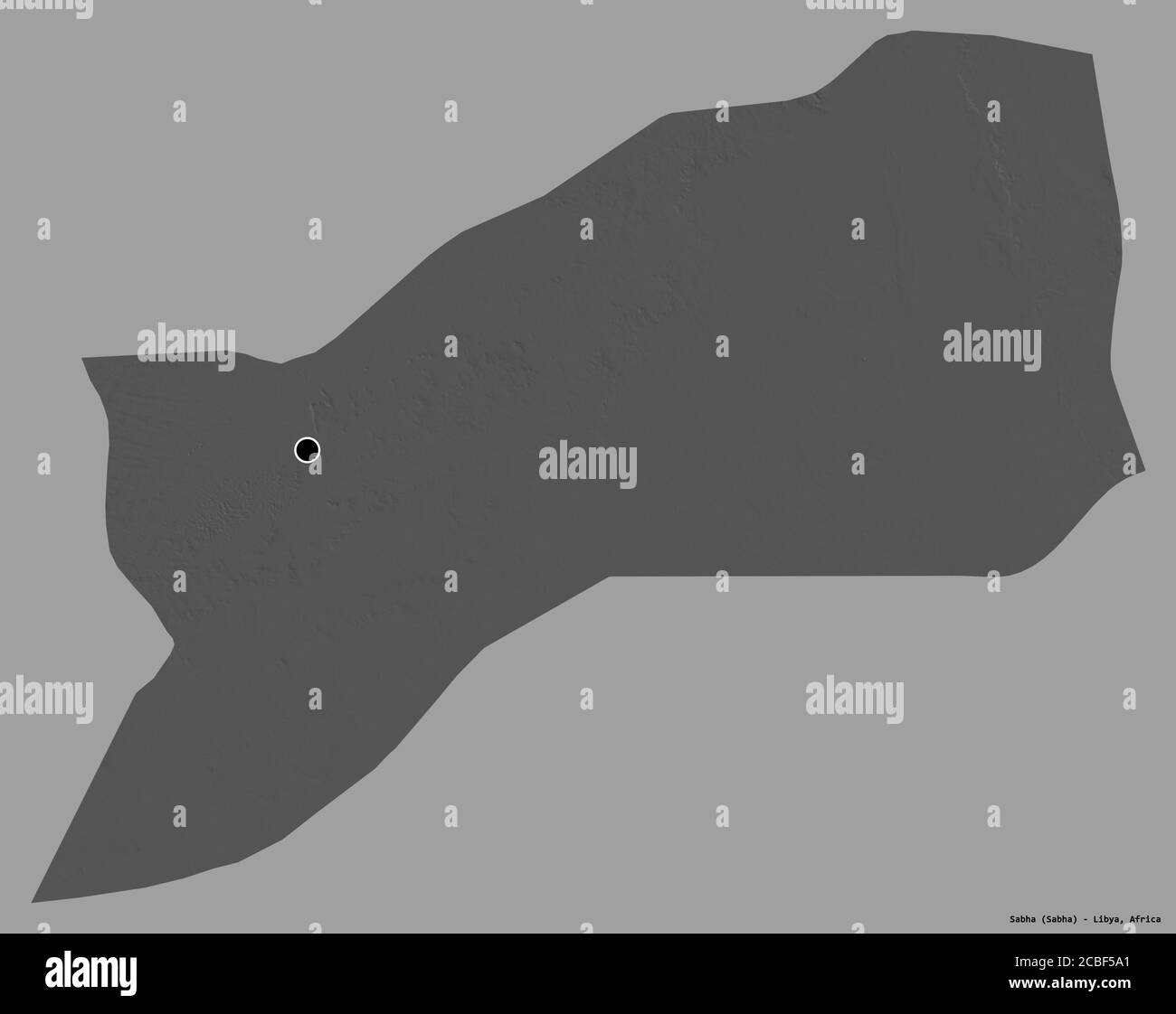 Shape of Sabha, district of Libya, with its capital isolated on a solid ...
