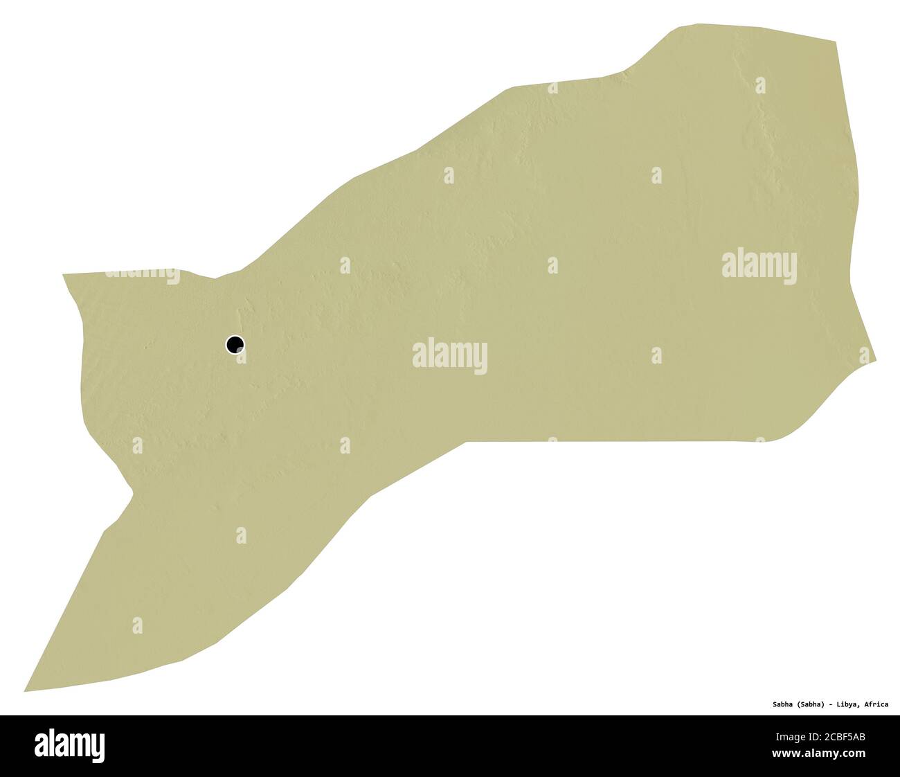 Shape of Sabha, district of Libya, with its capital isolated on white ...