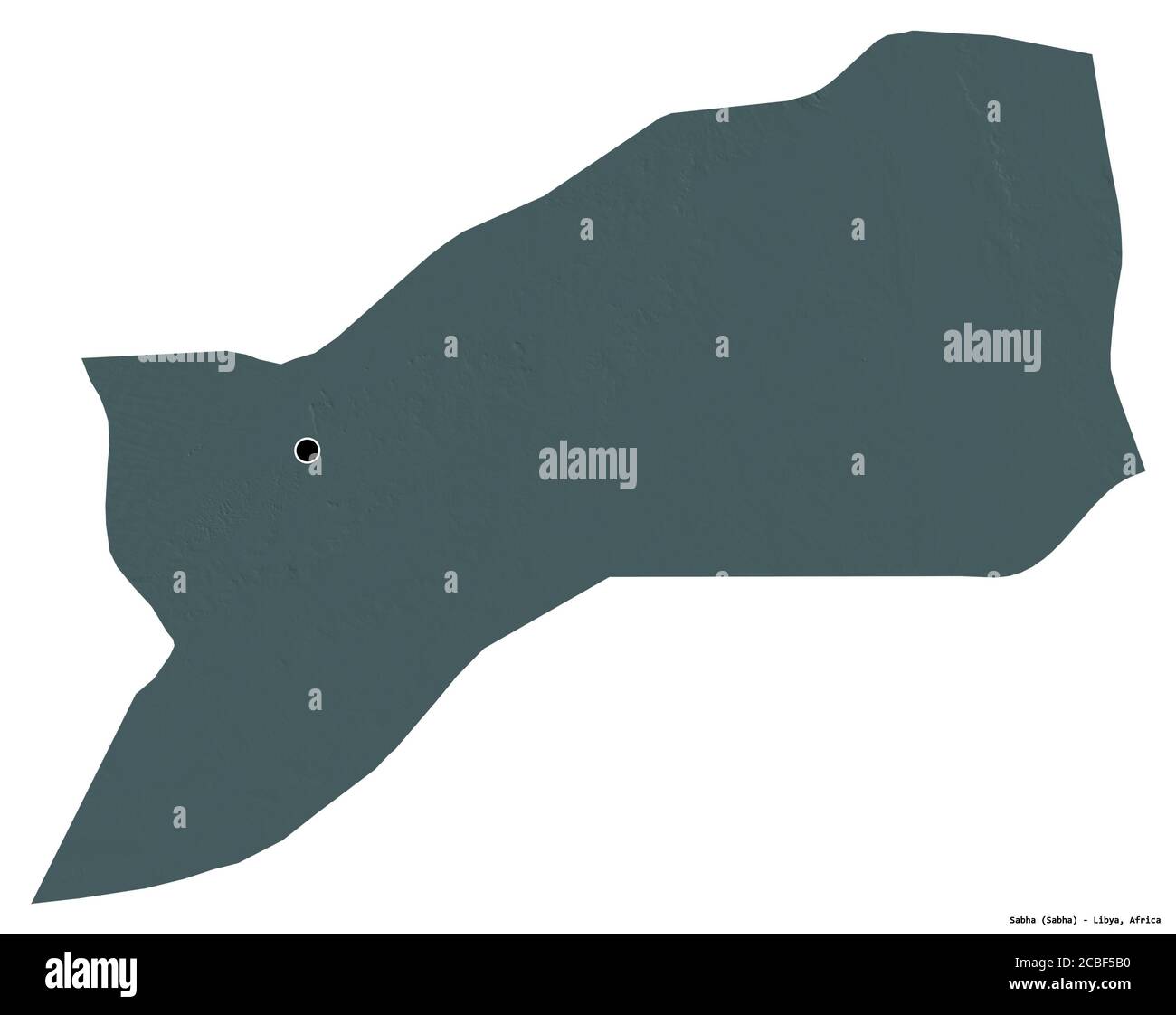 Shape of Sabha, district of Libya, with its capital isolated on white ...