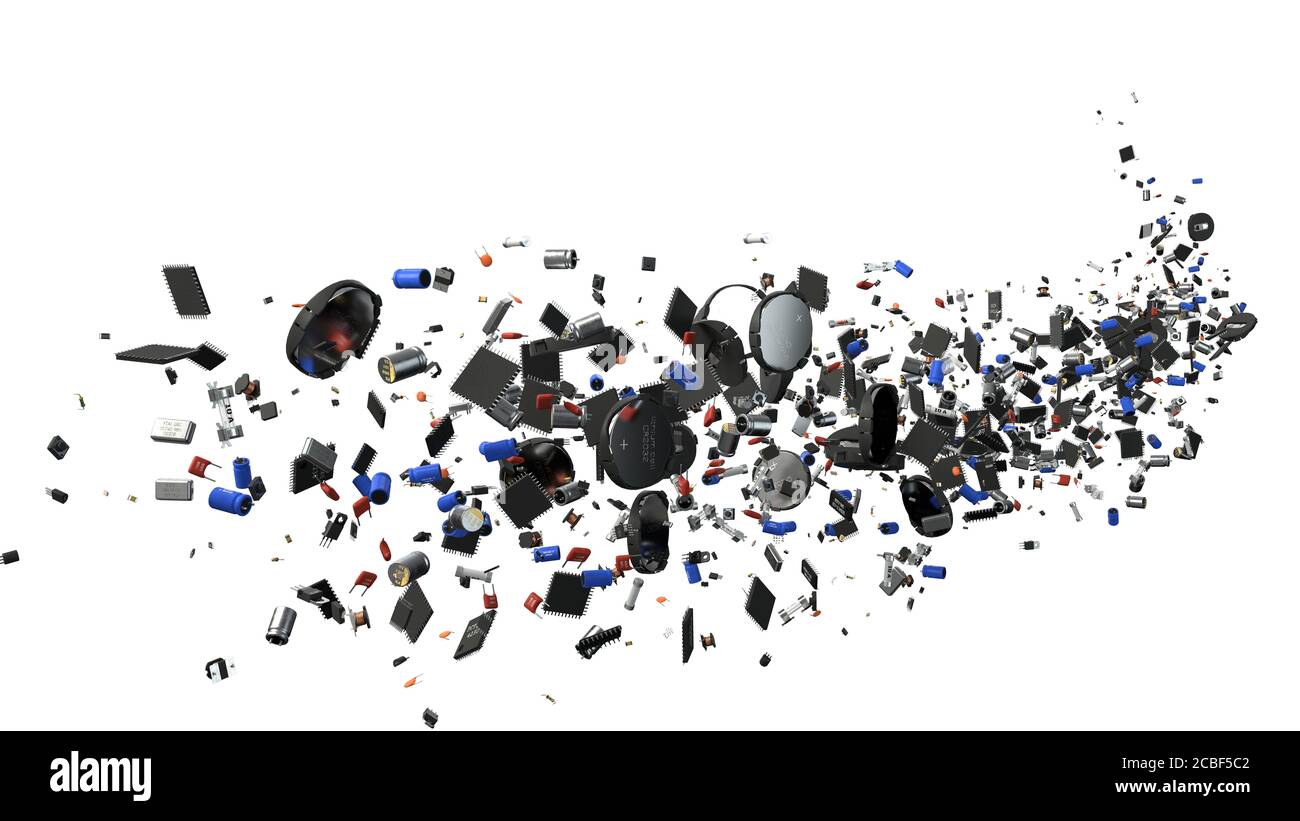 stroke of computer electronic components. 3d illustration, suitable for ...