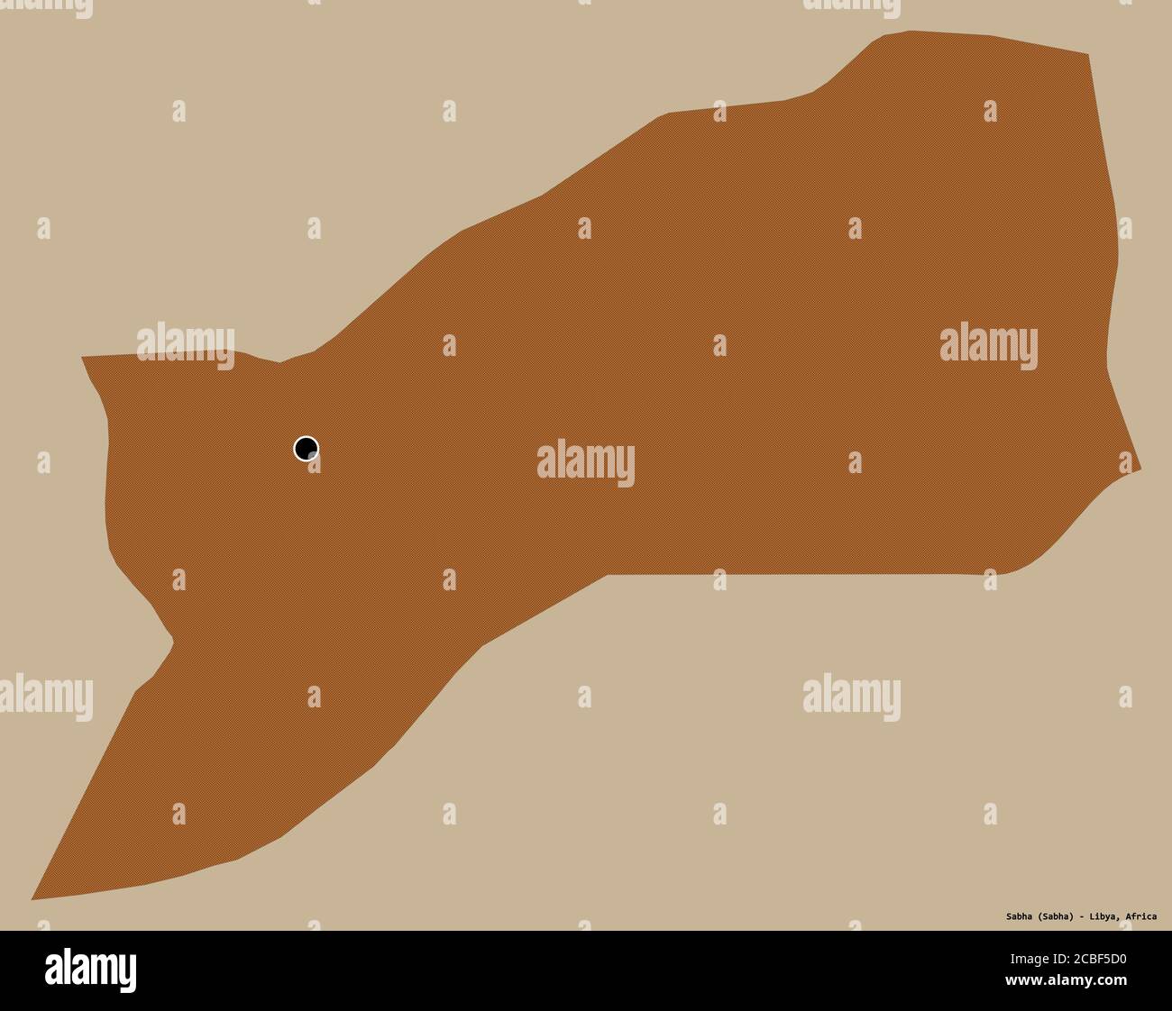 Shape of Sabha, district of Libya, with its capital isolated on a solid ...