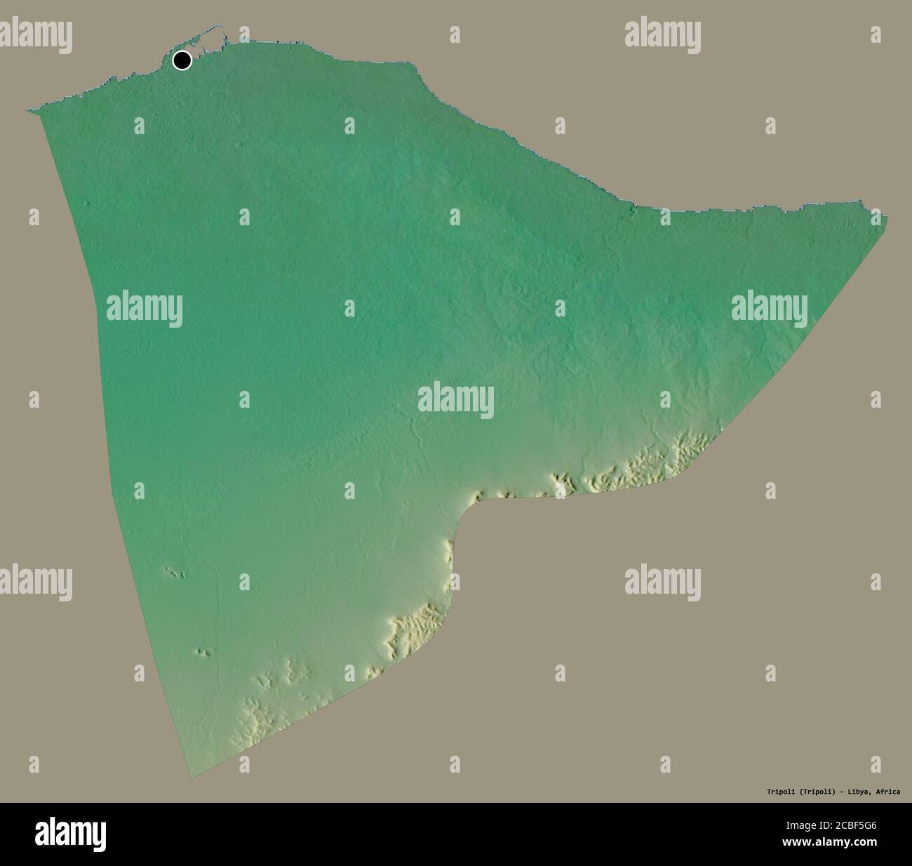 Shape of Tripoli, district of Libya, with its capital isolated on a ...
