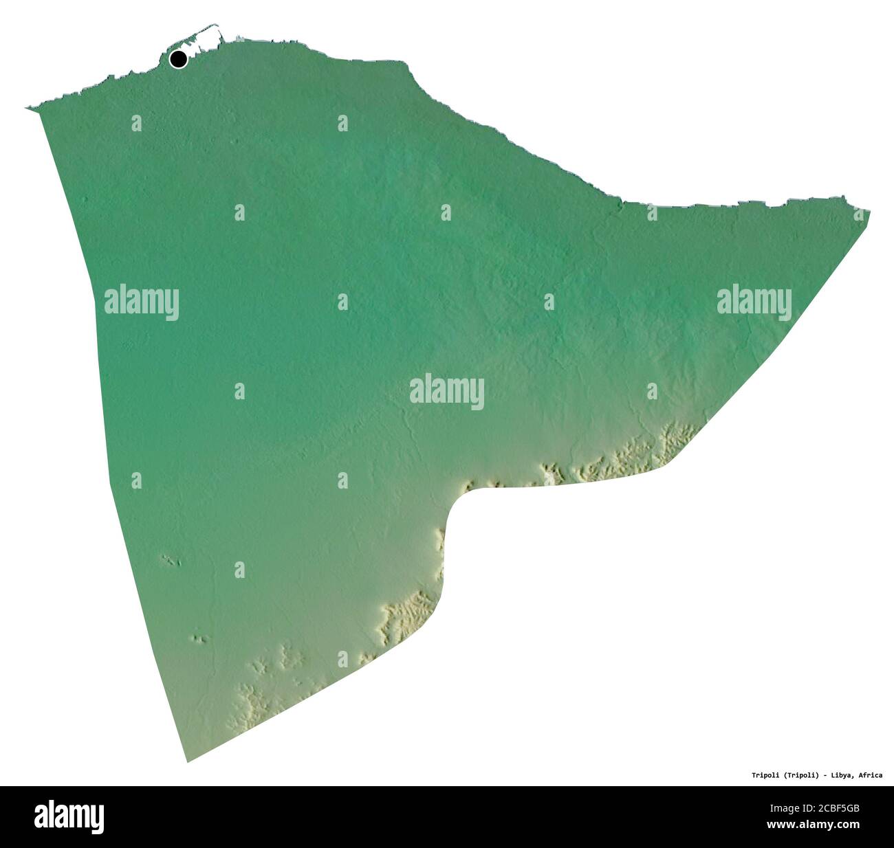 Shape of Tripoli, district of Libya, with its capital isolated on white ...