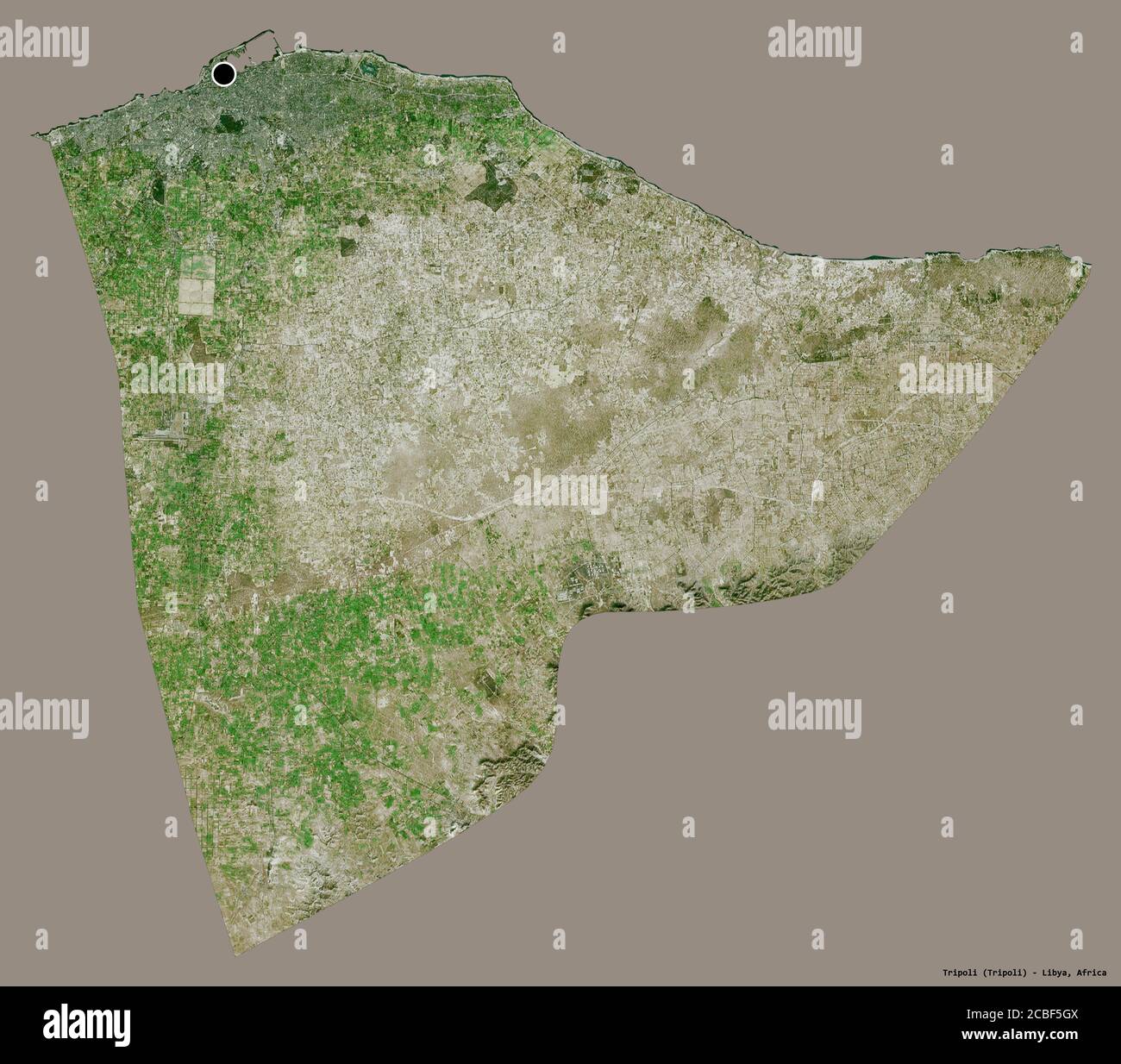 Shape of Tripoli, district of Libya, with its capital isolated on a ...