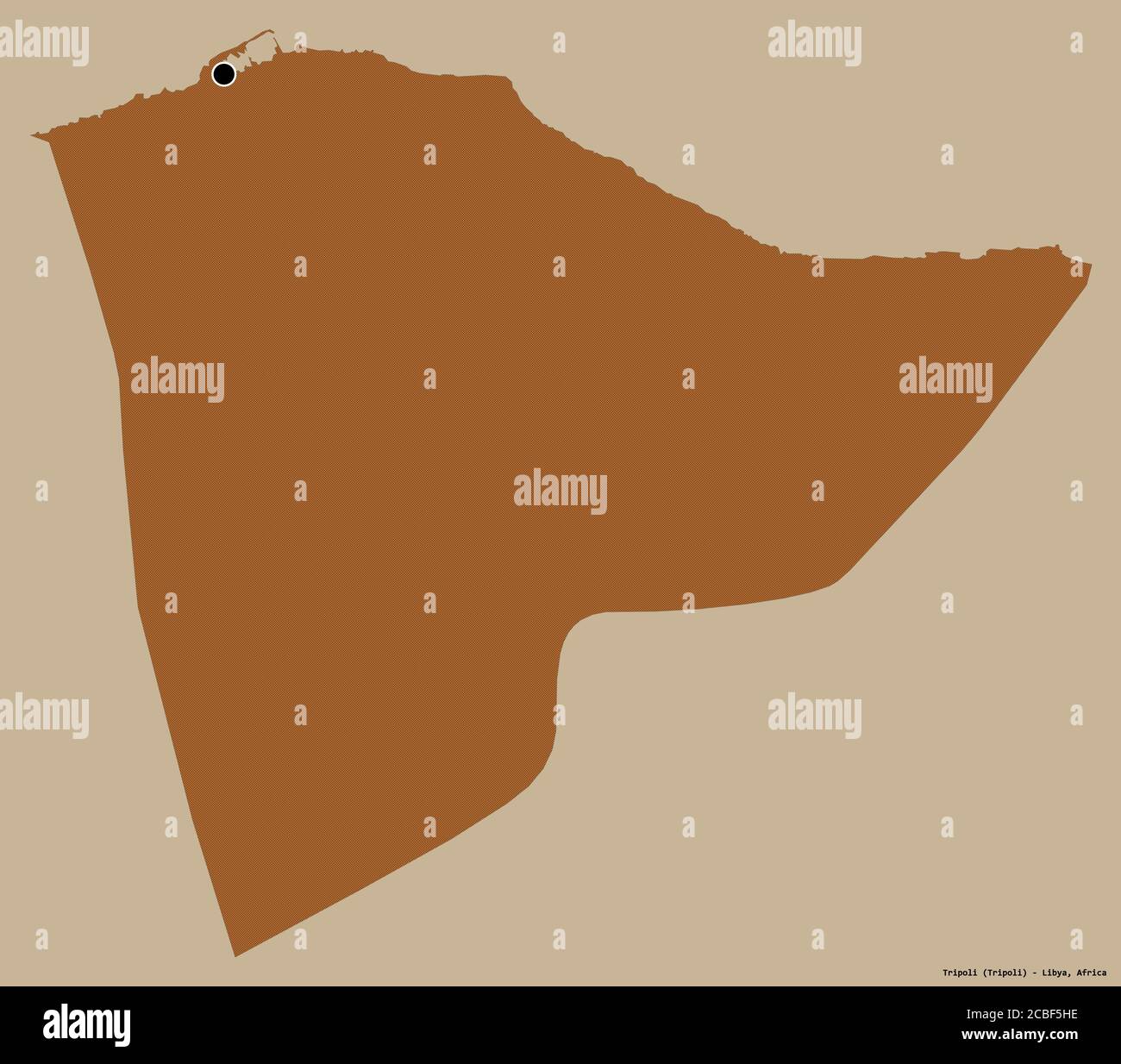 Shape of Tripoli, district of Libya, with its capital isolated on a ...