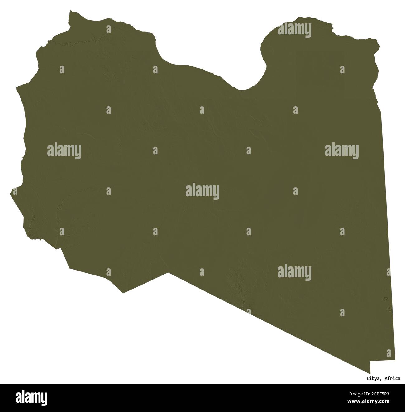 Shape of Libya with its capital isolated on white background. Colored ...