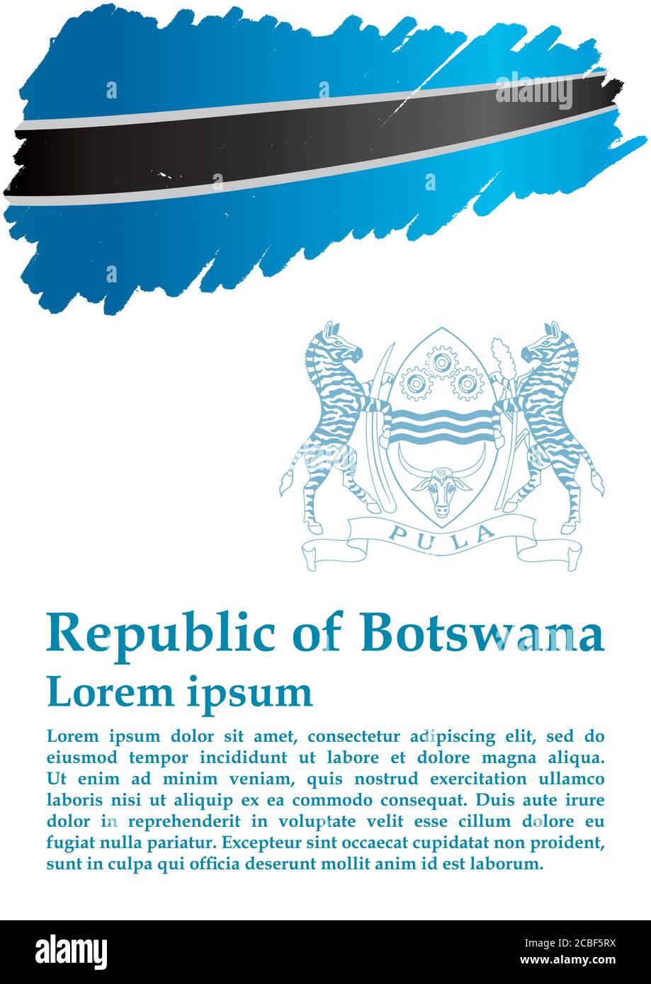 Flag of Botswana, Republic of Botswana. Template for award design, an ...