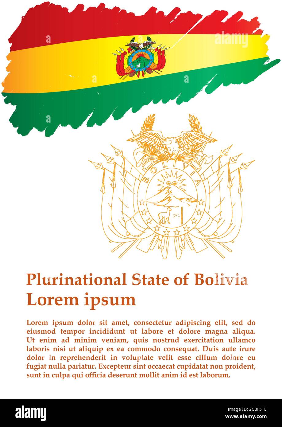 Flag of Bolivia, Plurinational State of Bolivia. Template for award ...