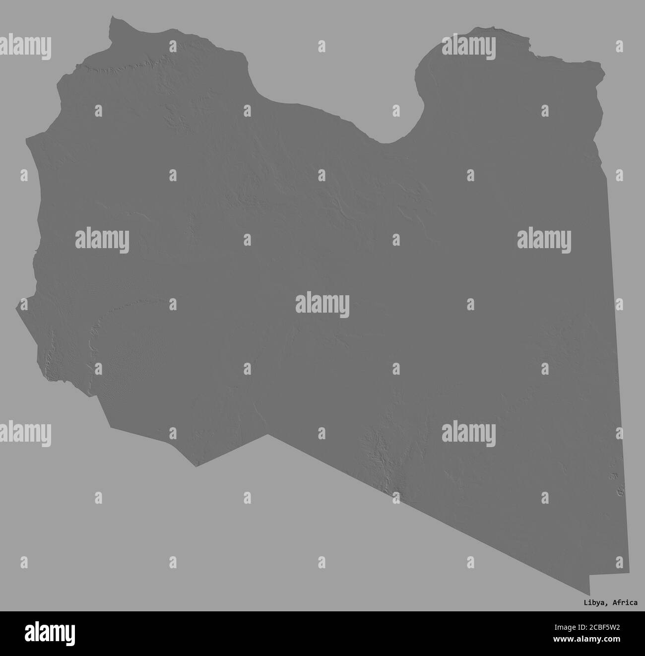 Shape of Libya with its capital isolated on a solid color background ...