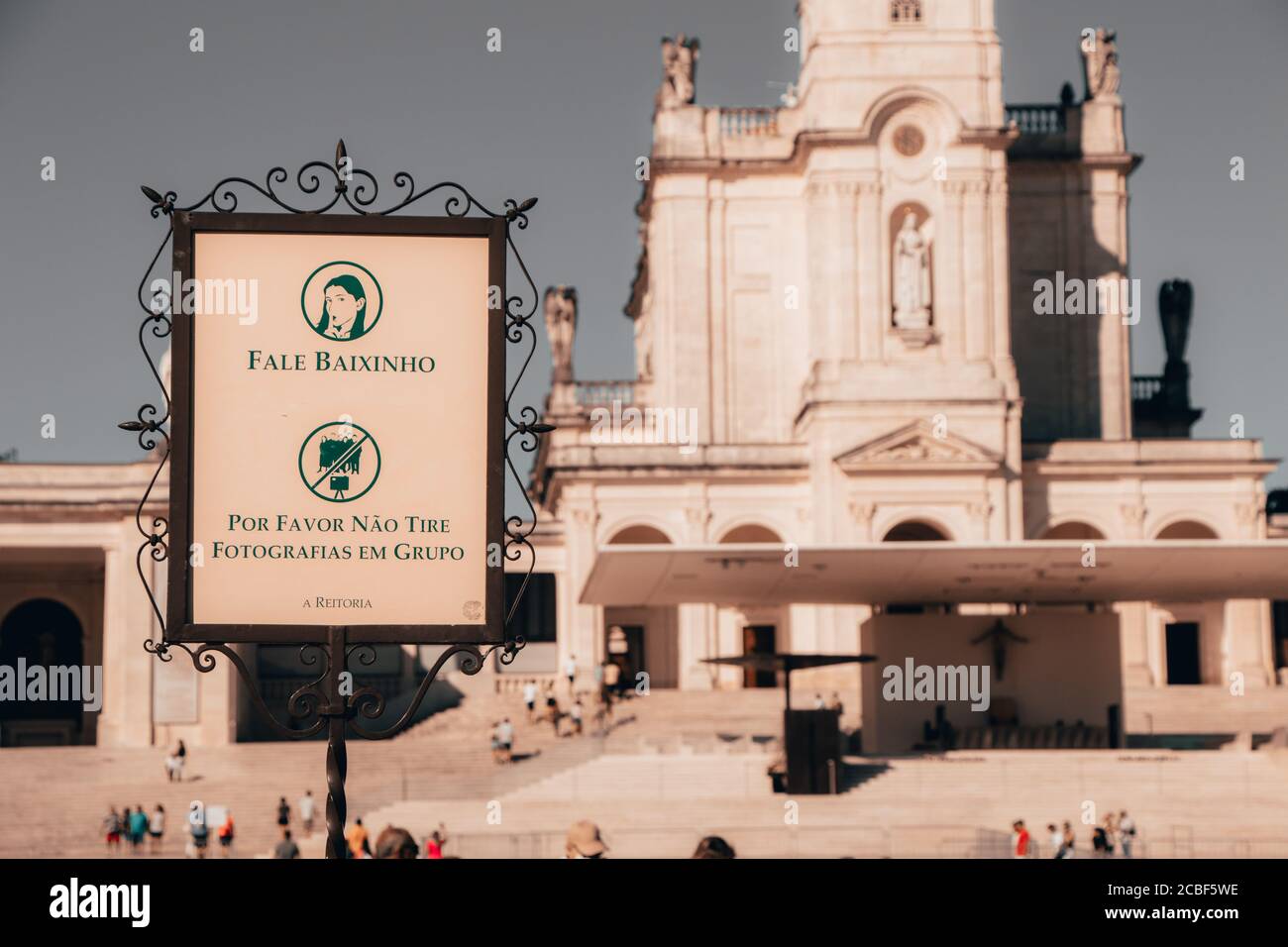 Warning sign in Fatima's Sanctuary Stock Photo - Alamy