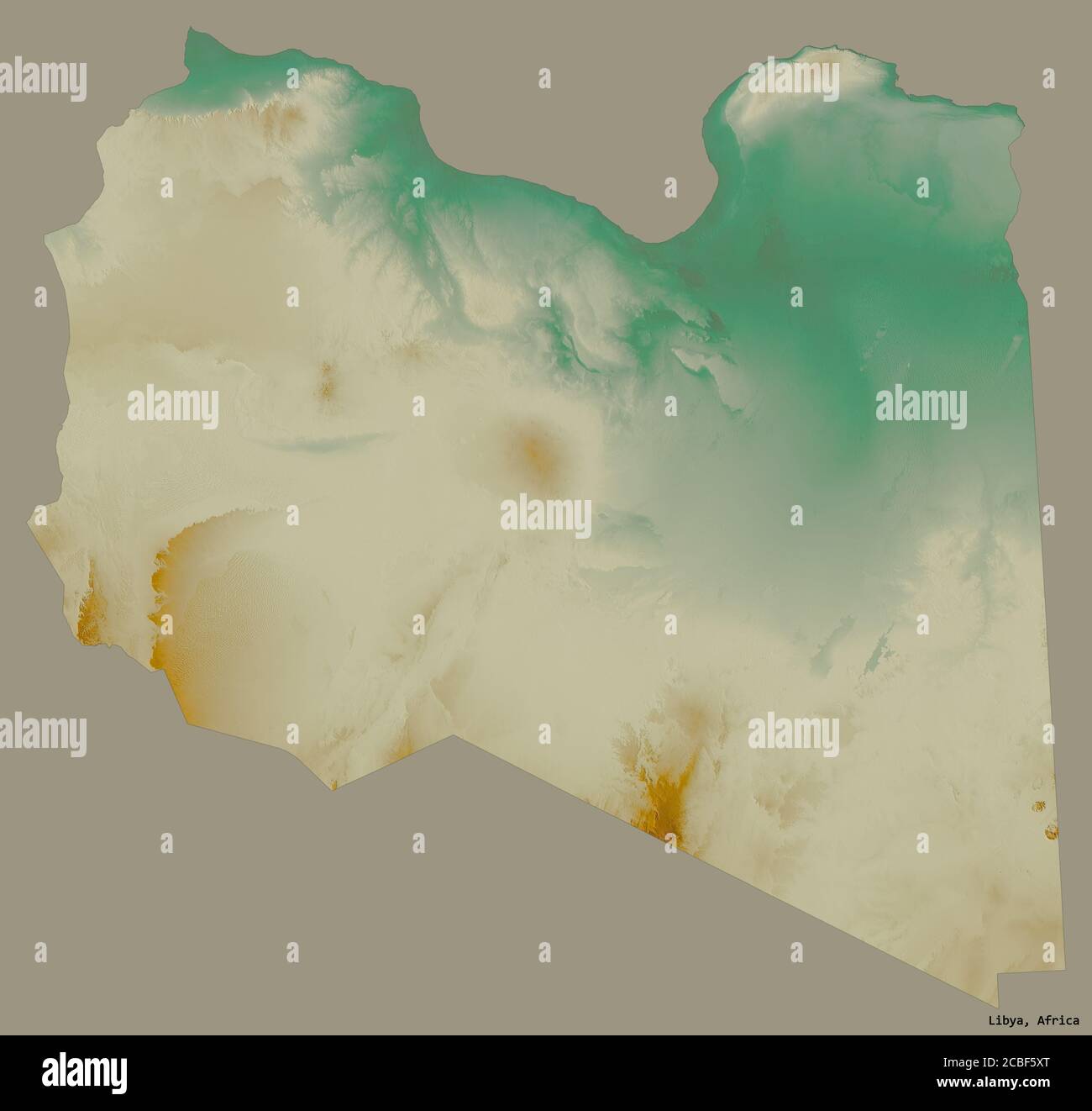 Shape of Libya with its capital isolated on a solid color background ...