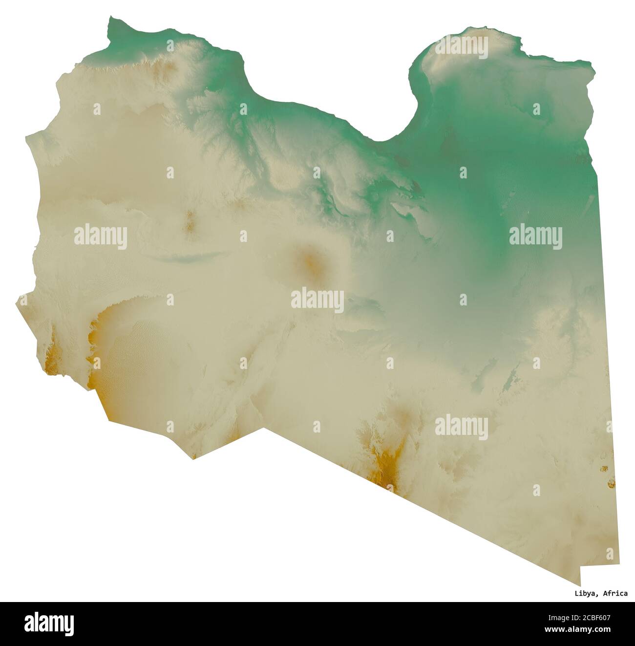 Shape of Libya with its capital isolated on white background ...