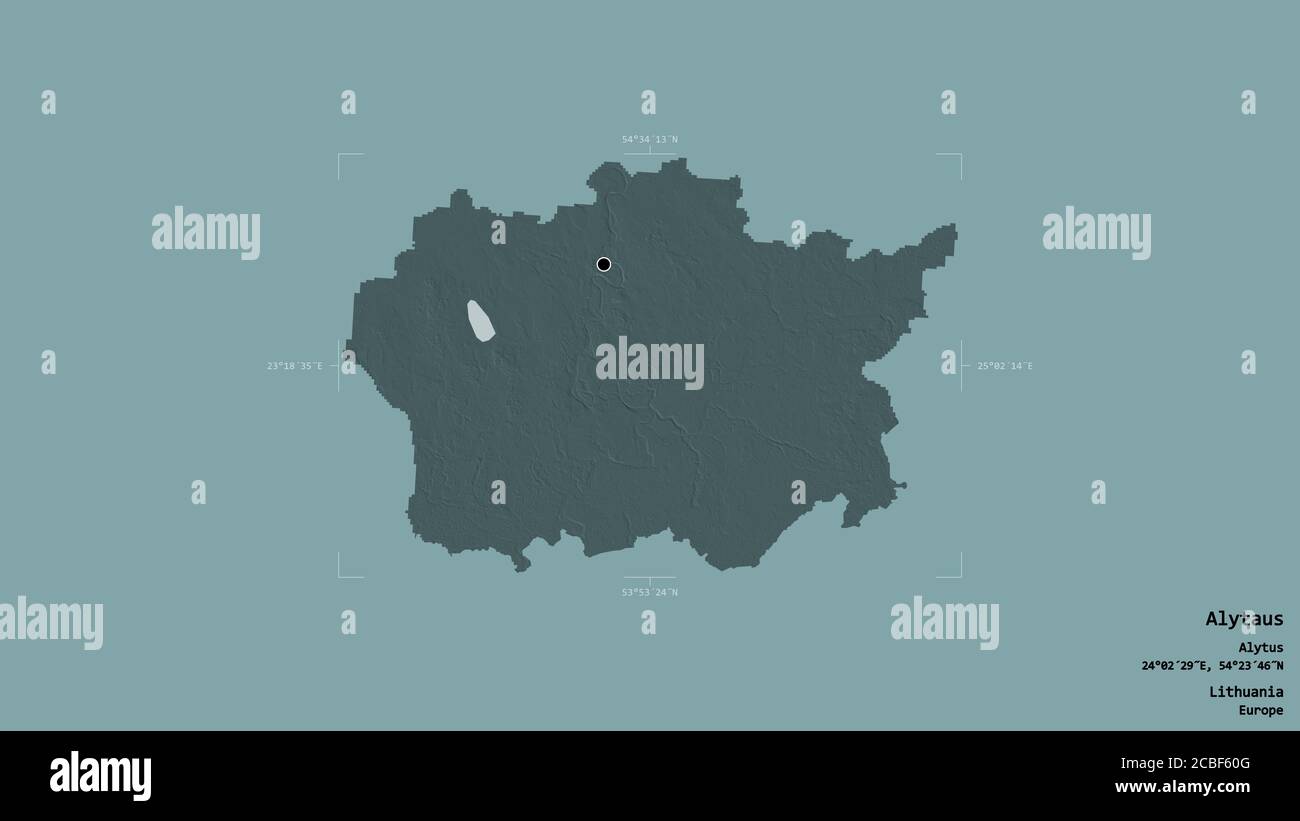 Area of Alytaus, county of Lithuania, isolated on a solid background in ...