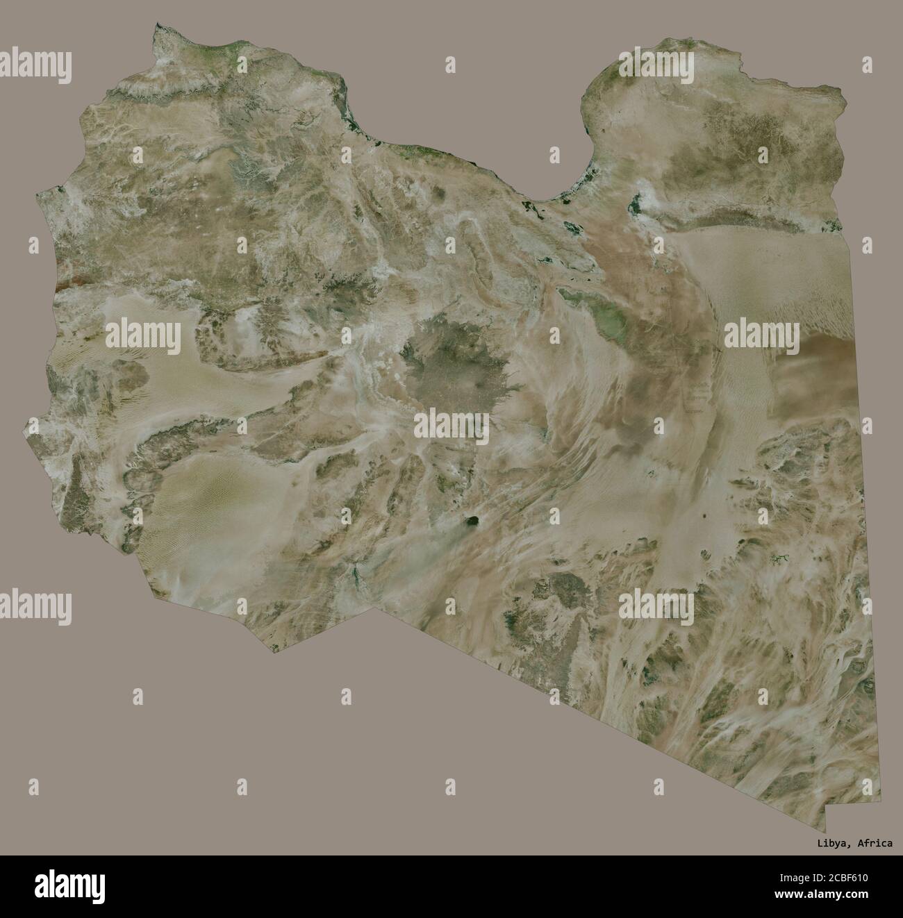 Shape of Libya with its capital isolated on a solid color background ...