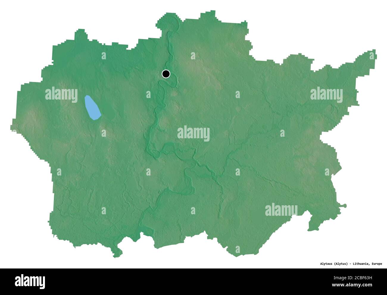 Shape of Alytaus, county of Lithuania, with its capital isolated on ...