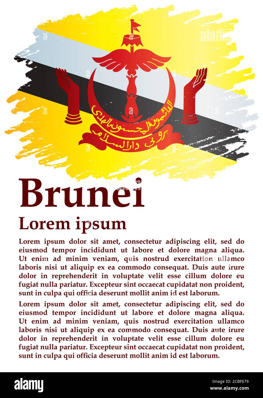 Flag of Brunei, Nation of Brunei, the Abode of Peace. Template for ...