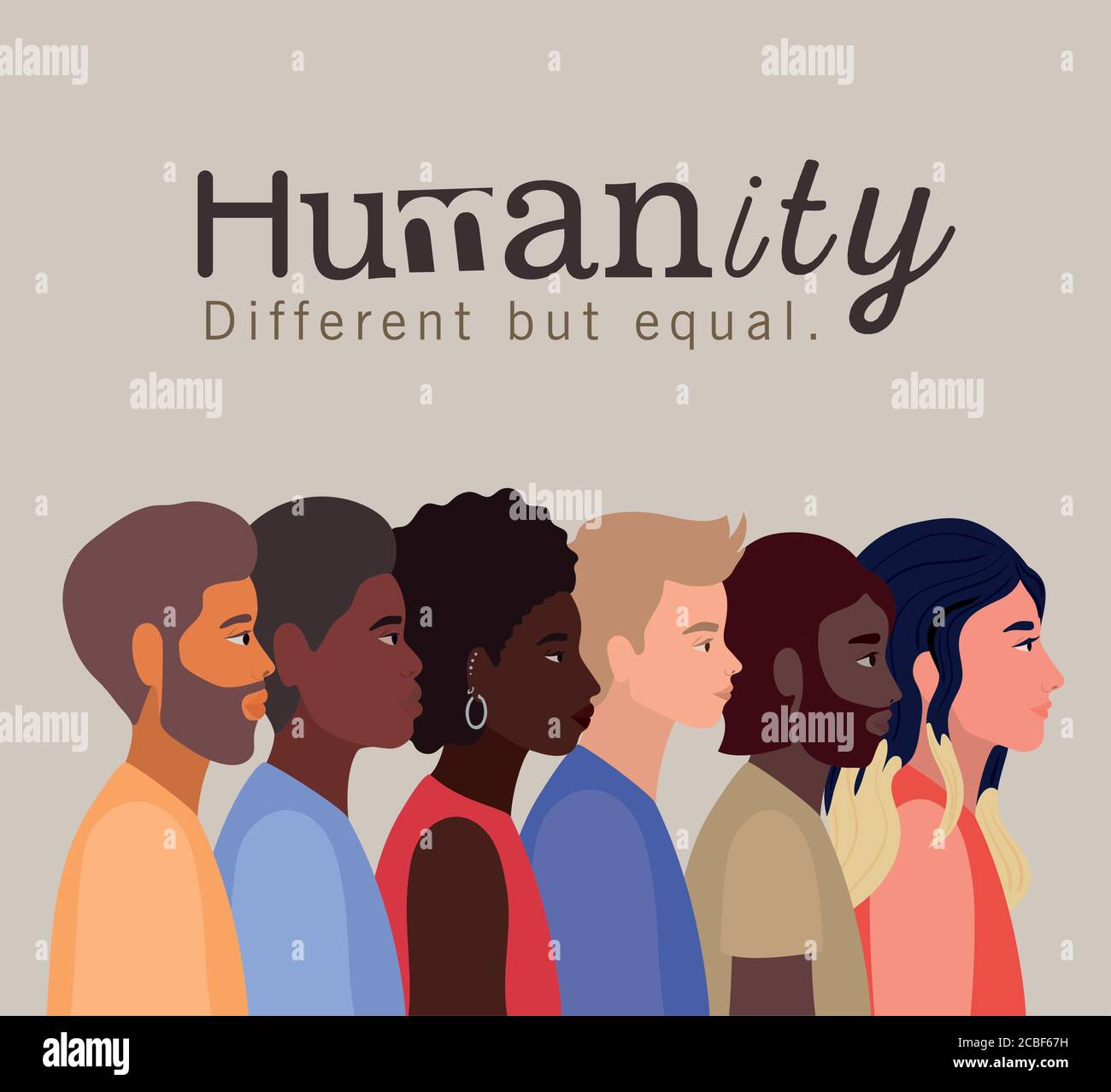 humanity women and men cartoons design, diversity people multiethnic ...