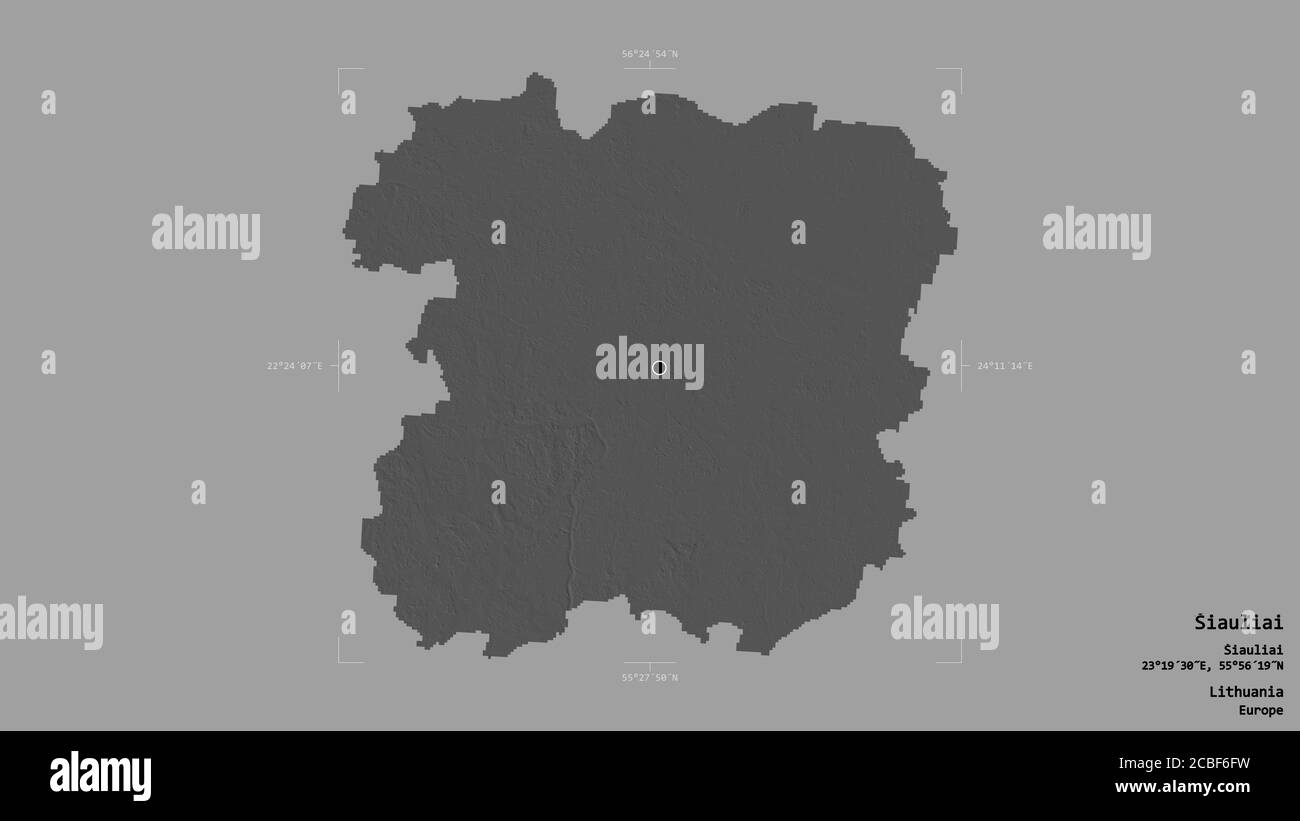 Area of Šiauliai, county of Lithuania, isolated on a solid background ...
