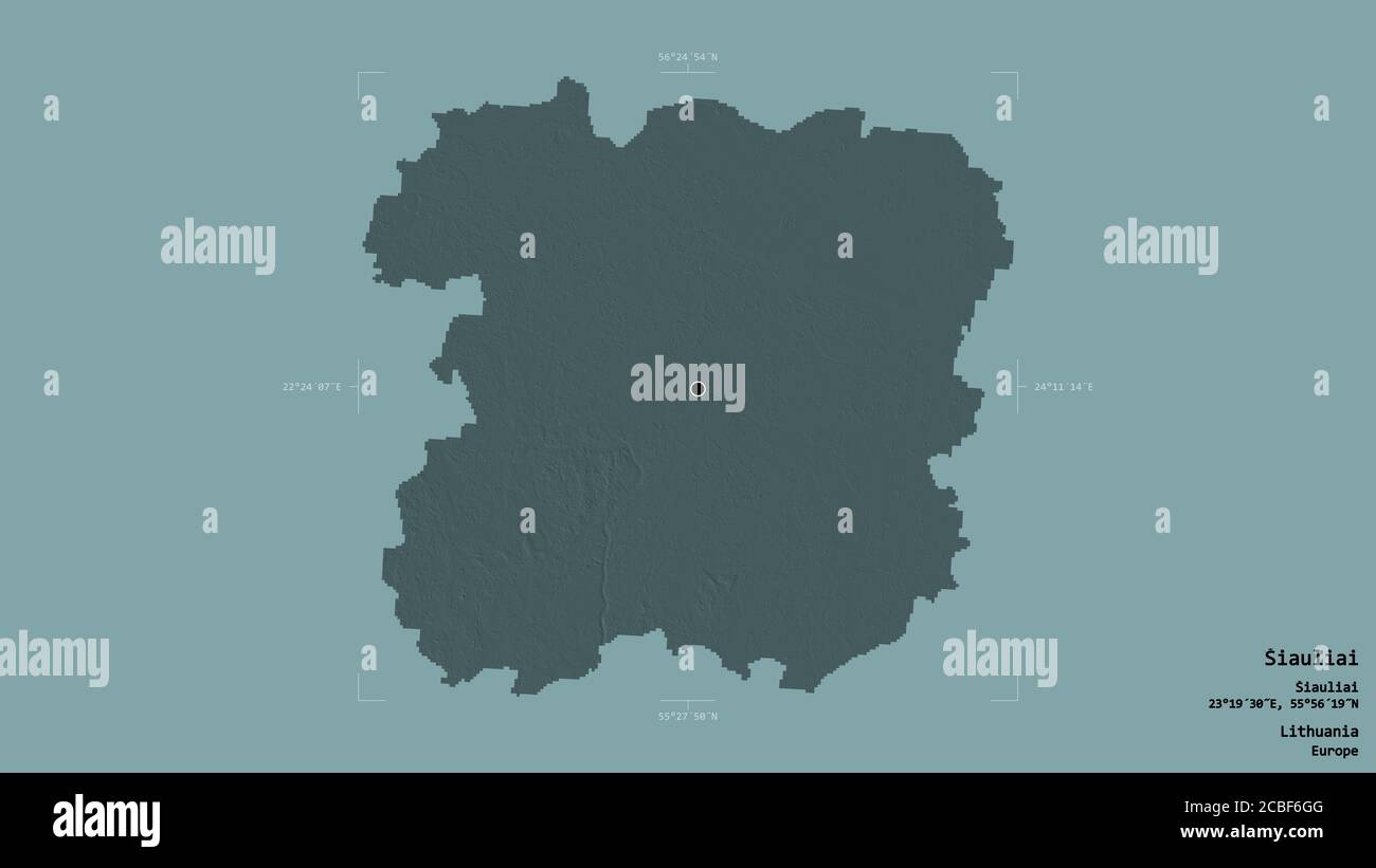 Area of Šiauliai, county of Lithuania, isolated on a solid background ...