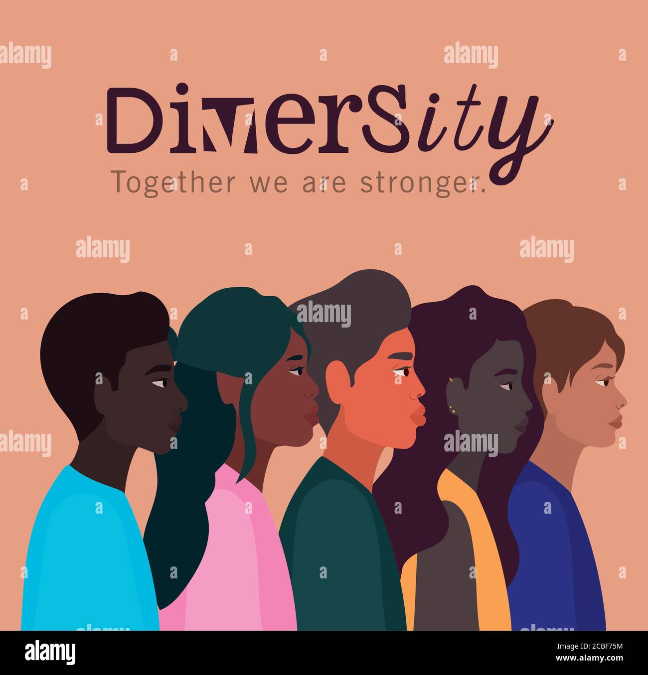 diversity women and men cartoons design, people multiethnic race and ...