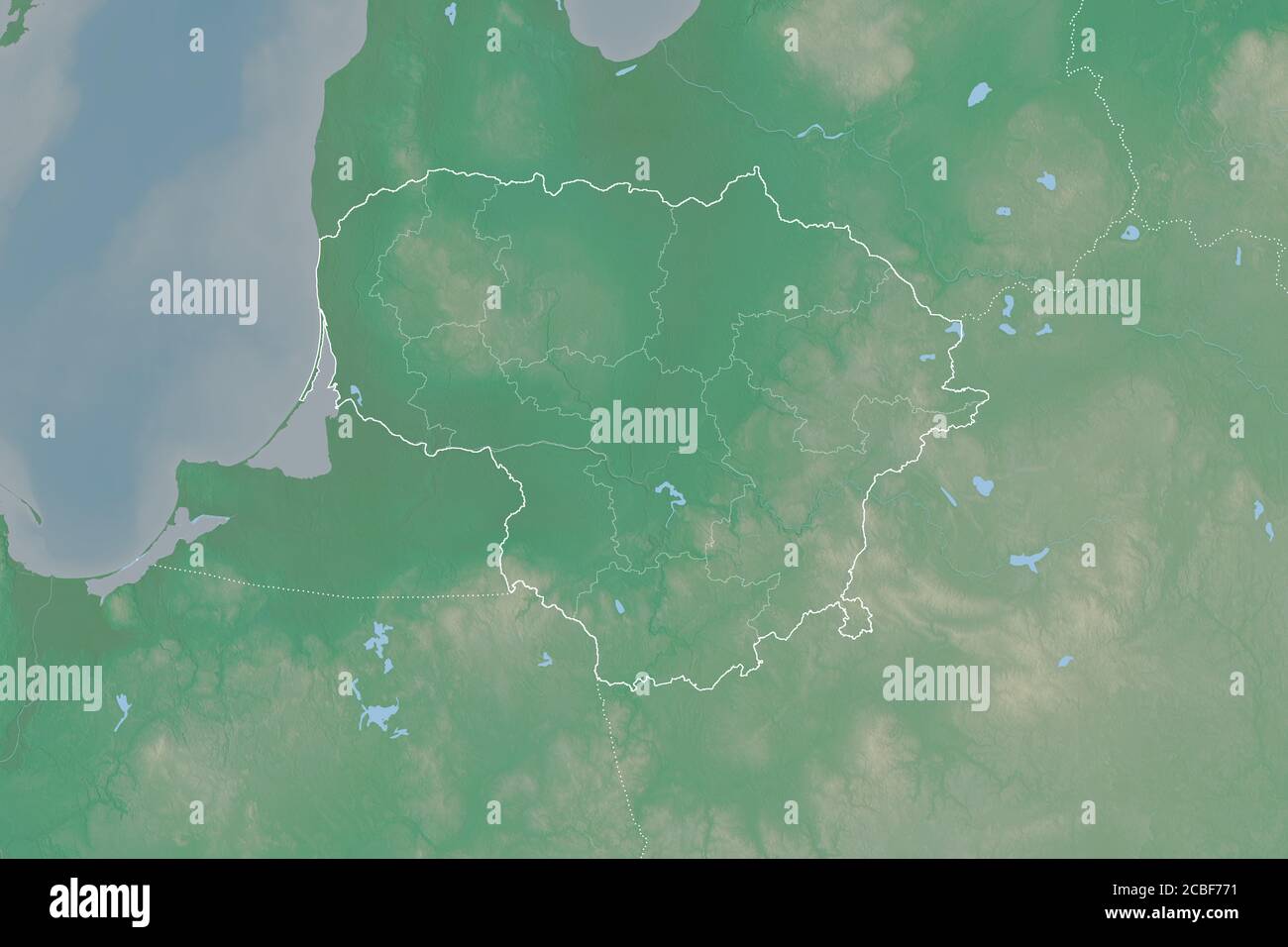 Extended area of Lithuania with country outline, international and ...