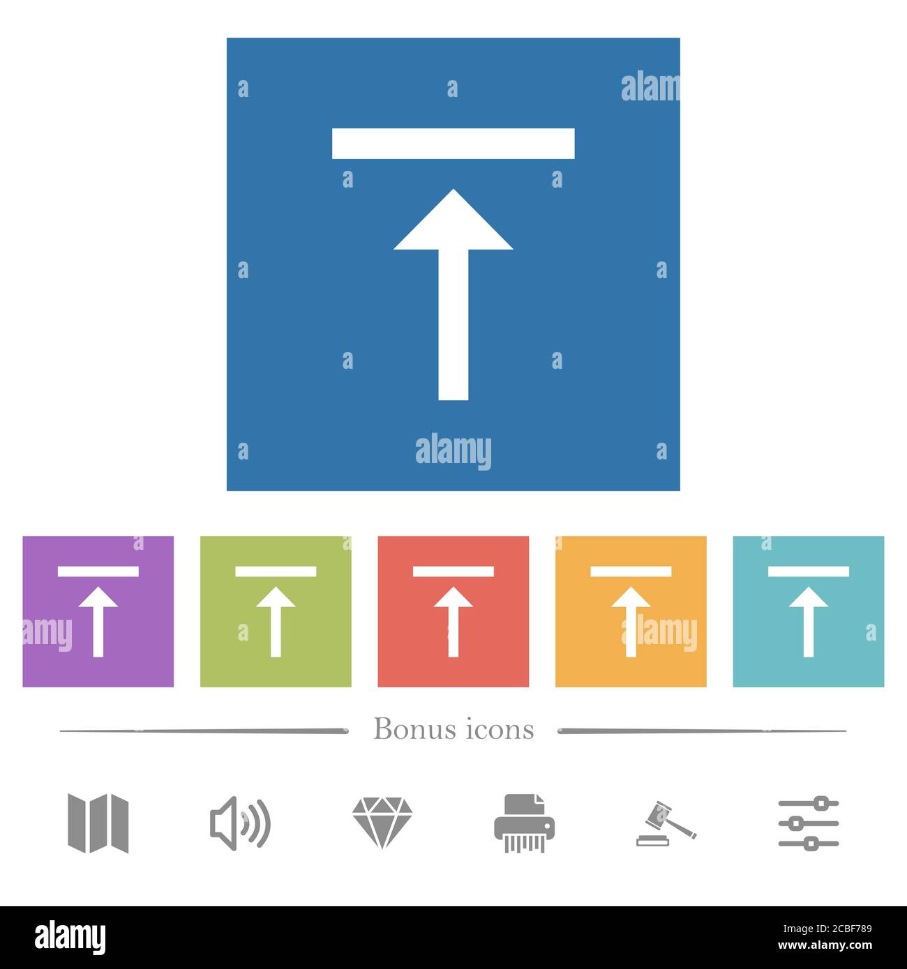 Vertical align top flat white icons in square backgrounds. 6 bonus ...