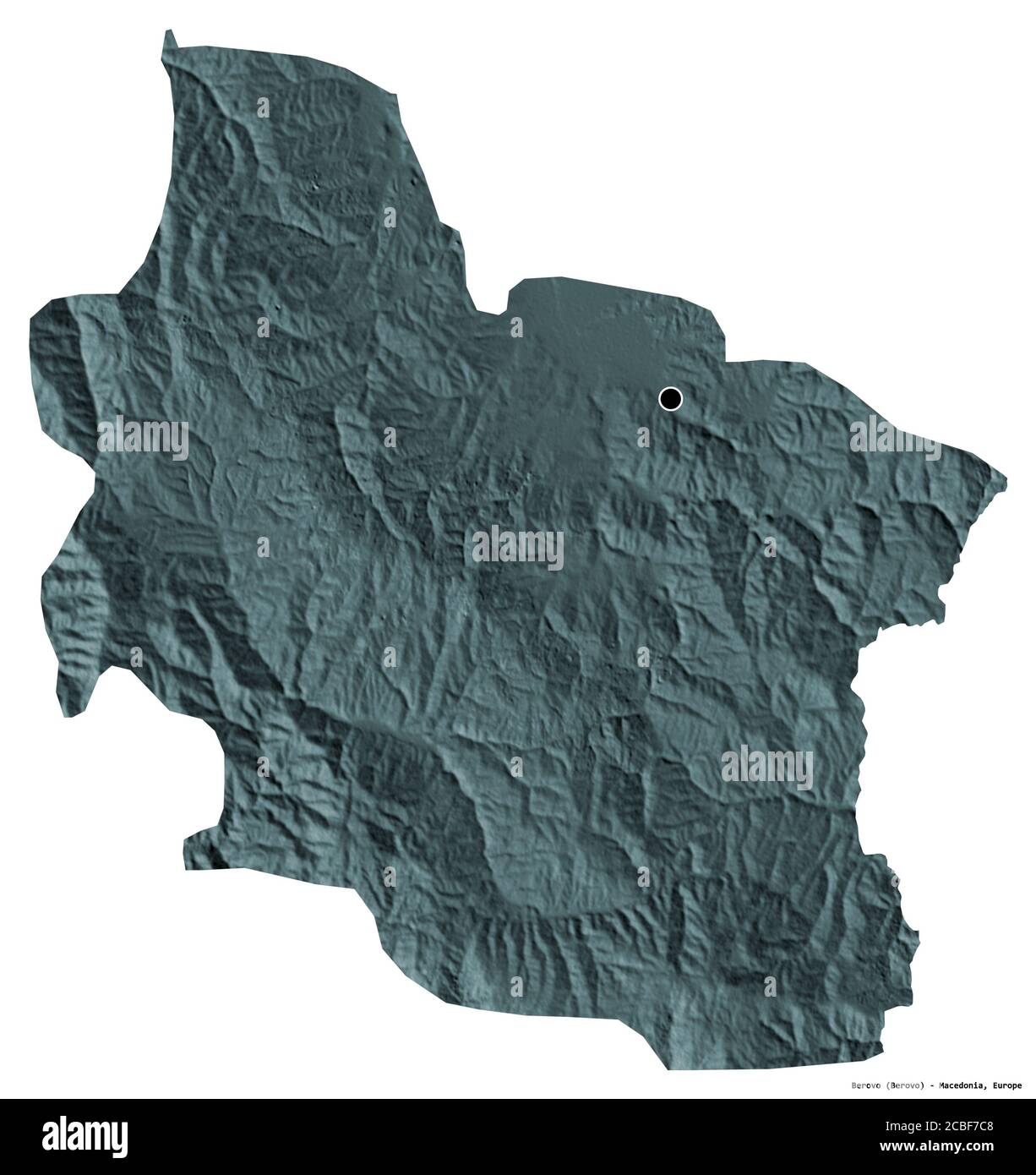 Shape of Berovo, municipality of Macedonia, with its capital isolated ...
