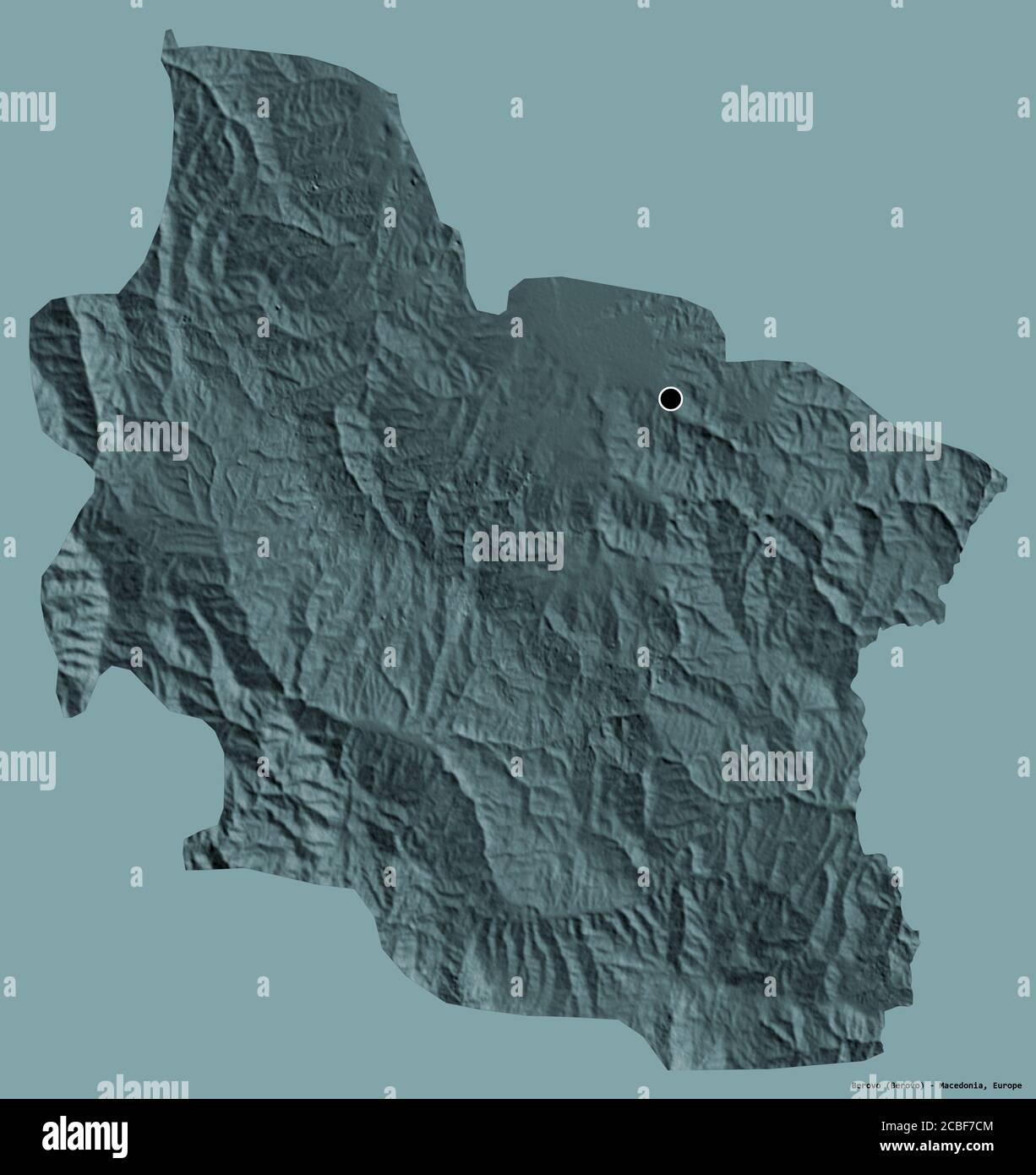 Shape of Berovo, municipality of Macedonia, with its capital isolated ...