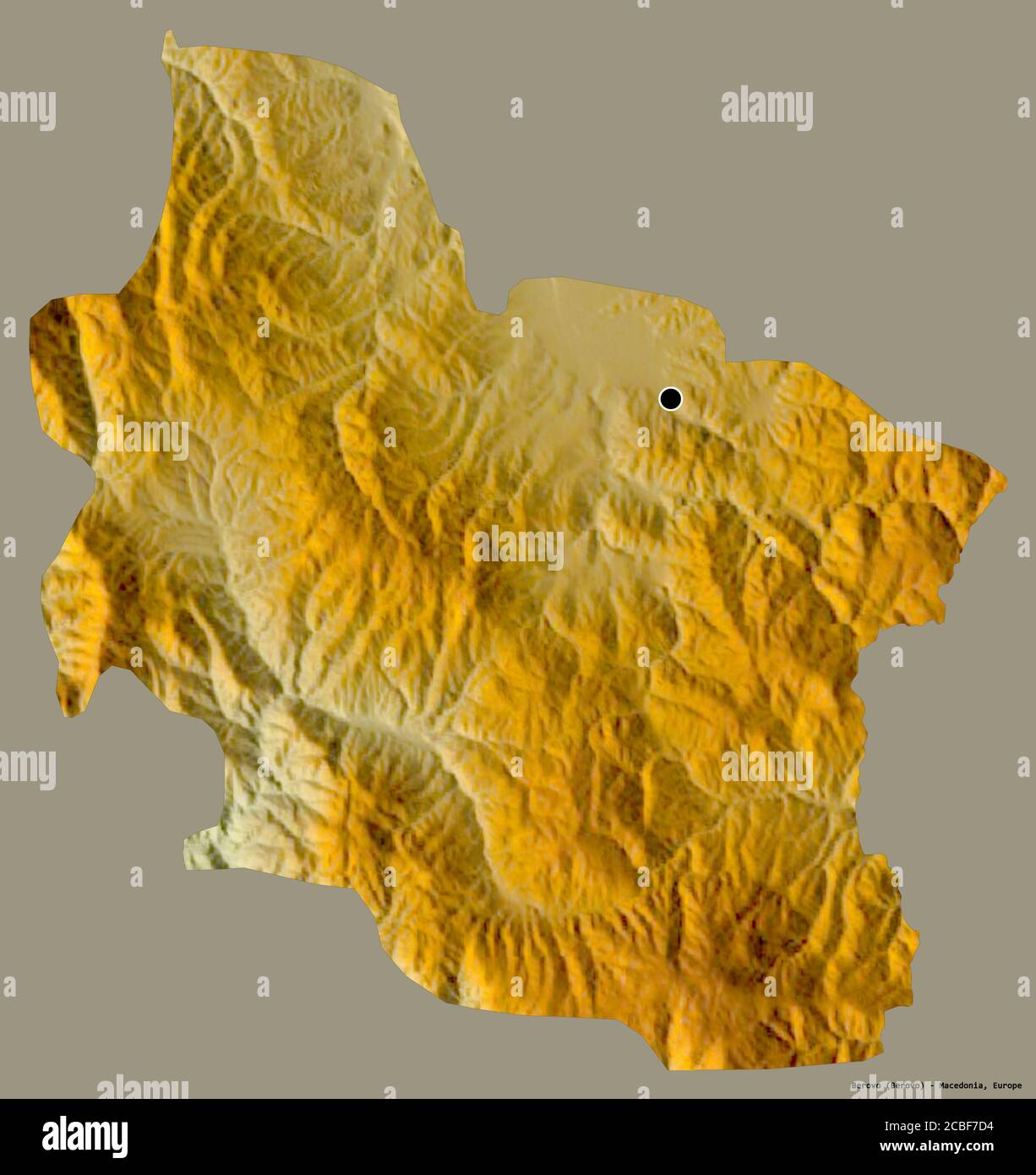 Shape of Berovo, municipality of Macedonia, with its capital isolated ...