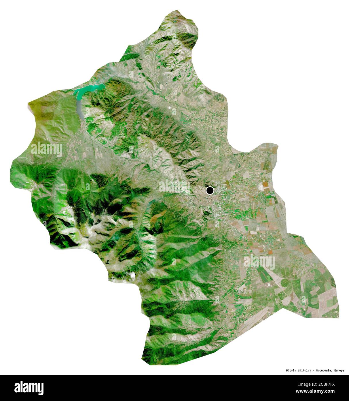 Shape of Bitola, municipality of Macedonia, with its capital isolated ...
