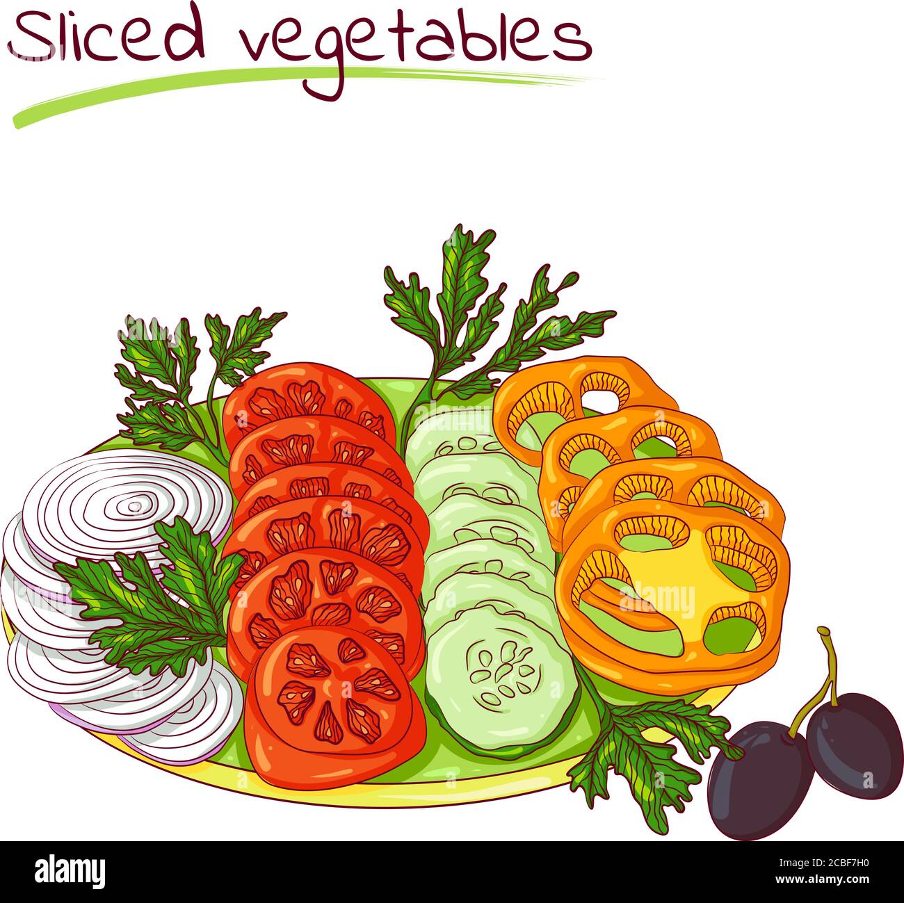 Cartoon Vegetables On A Plate