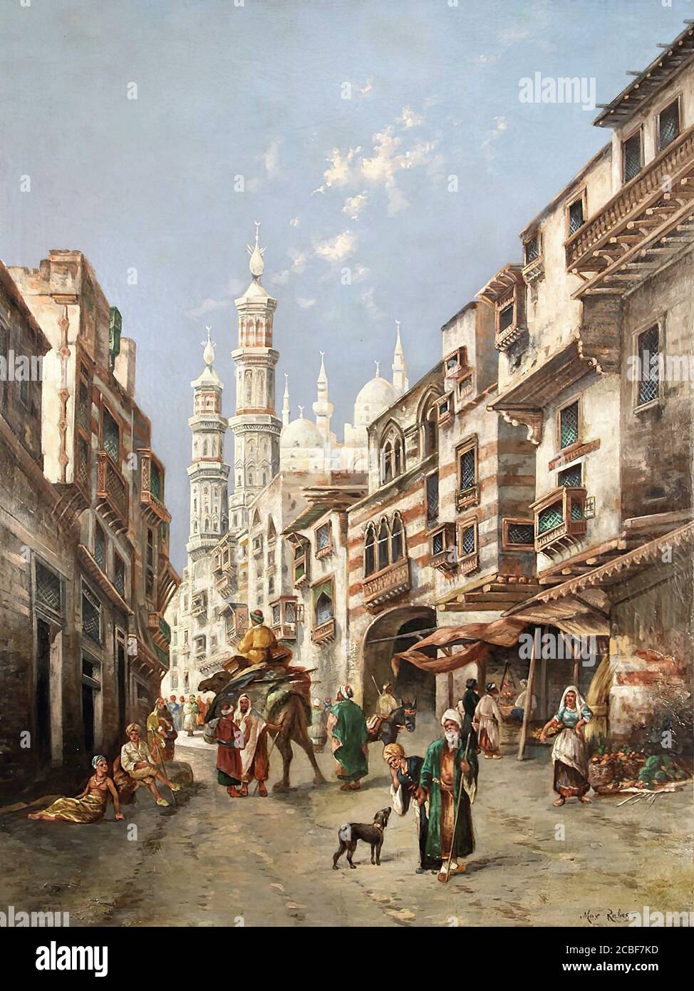 Rabes Max Friedrich - a Busy Street in Cairo - German School - 19th ...