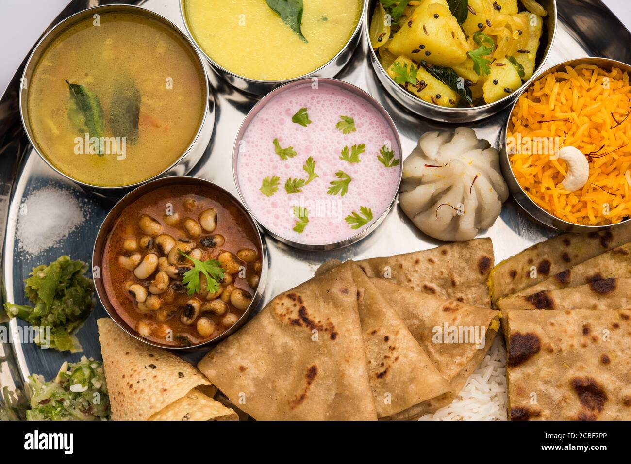 Maharashtrian food Thali or platter - Mumbai style Meal from Indian ...