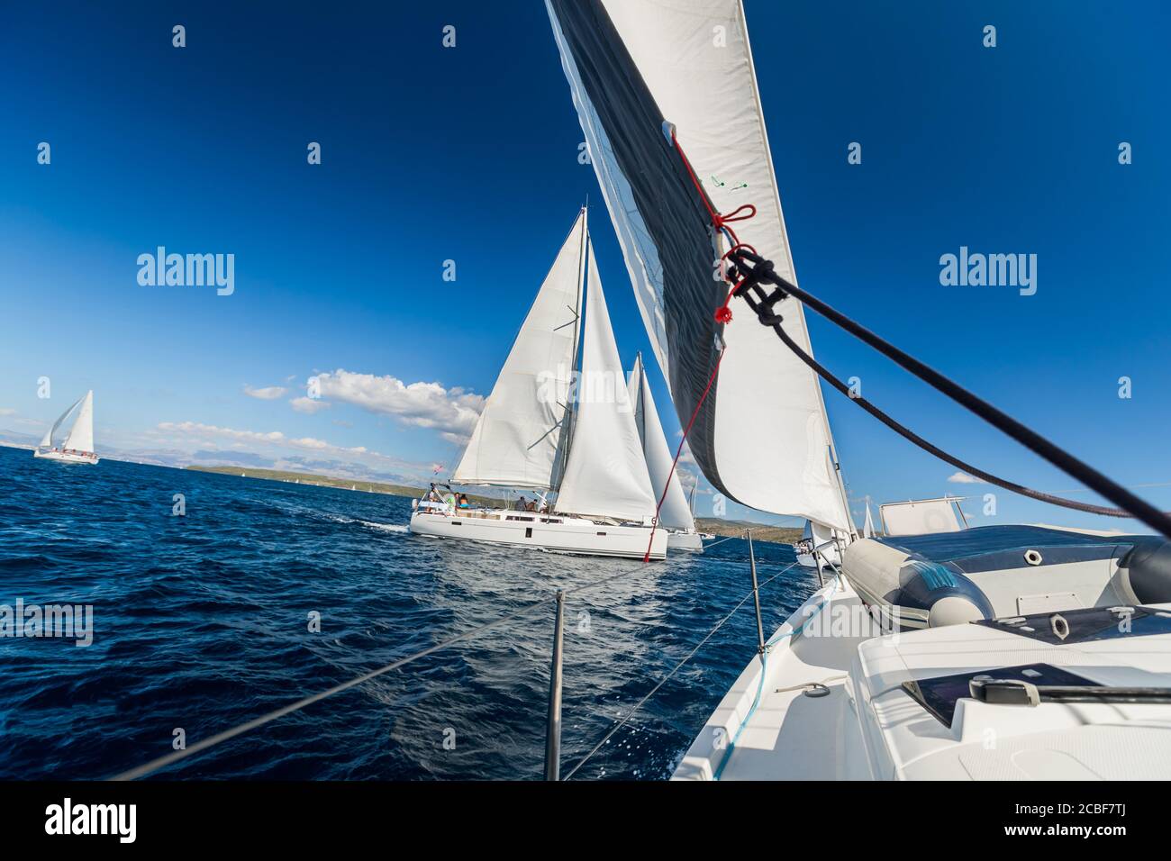 Sailing regatta yachts competition. Summer sport and recreation ...