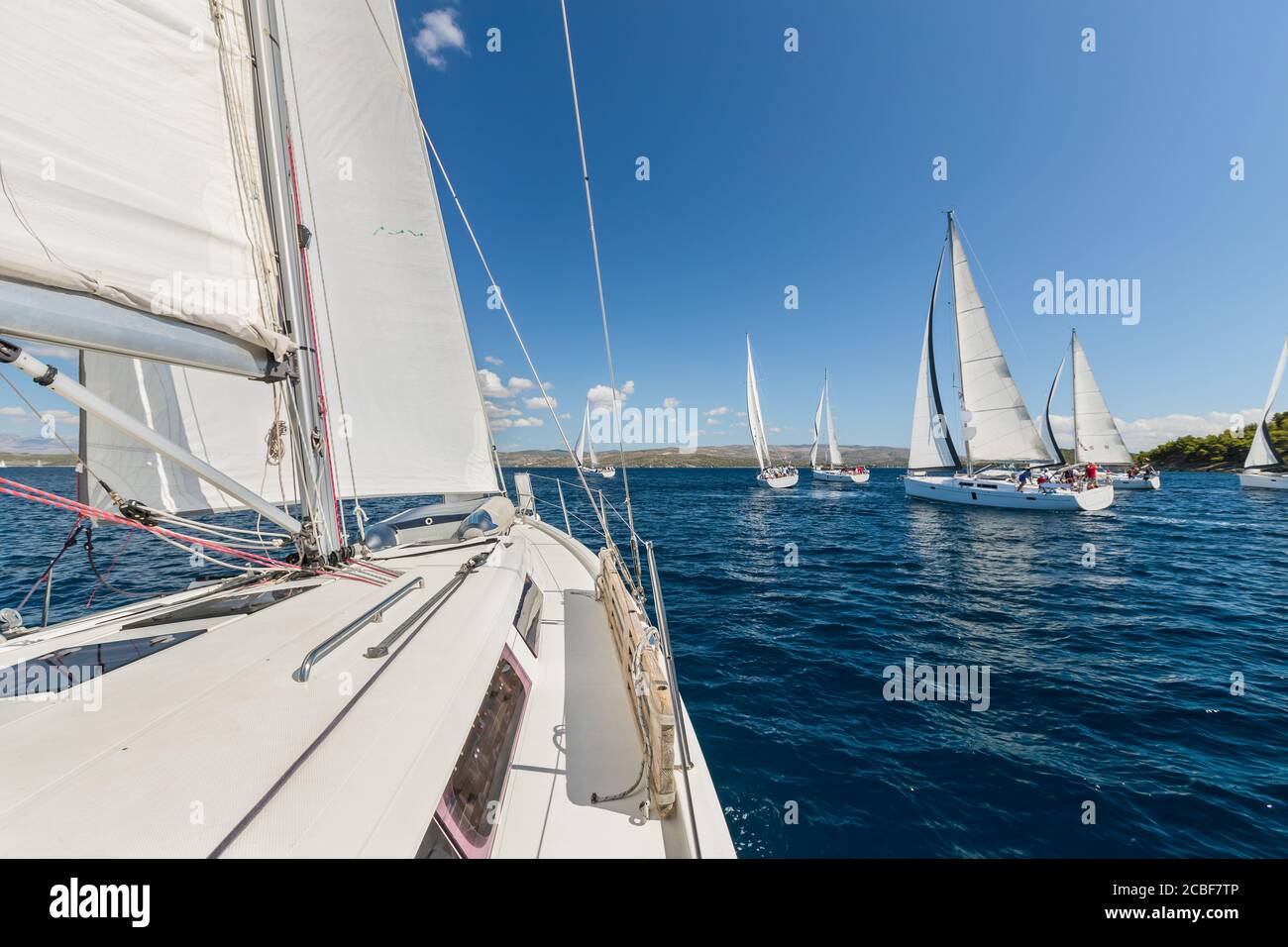 Sailing regatta yachts competition. Summer sport and recreation ...