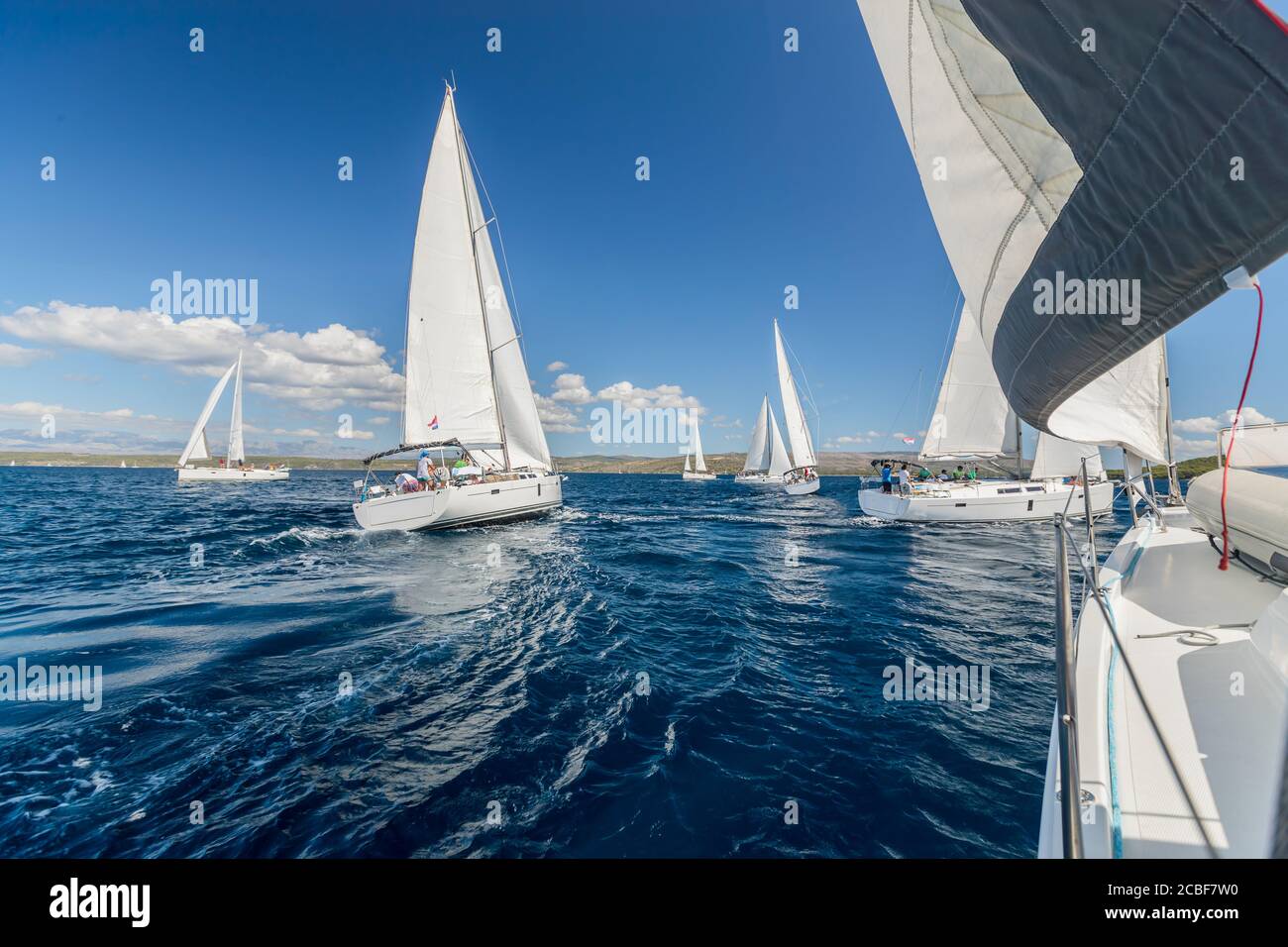 Sailing regatta yachts competition. Summer sport and recreation ...