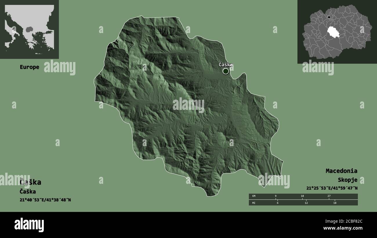 Shape of Čaška, municipality of Macedonia, and its capital. Distance ...