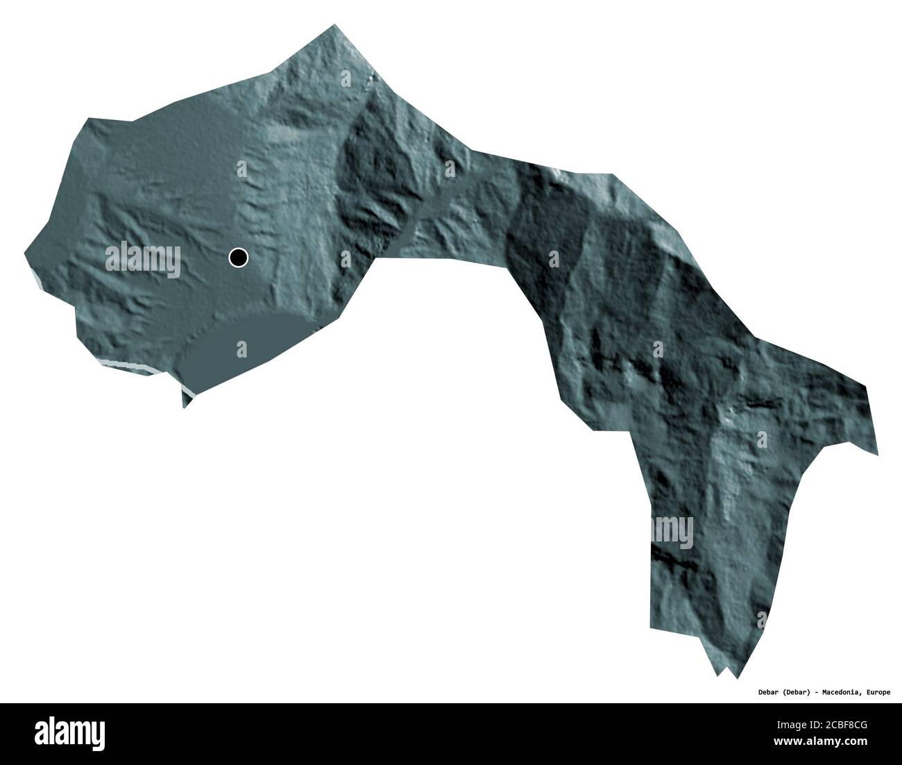 Shape of Debar, municipality of Macedonia, with its capital isolated on ...