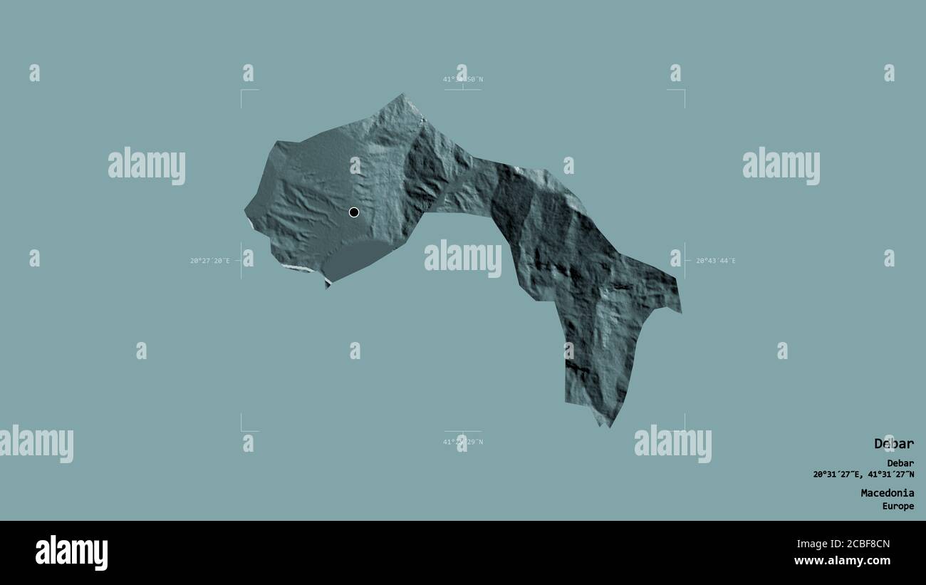 Area of Debar, municipality of Macedonia, isolated on a solid ...