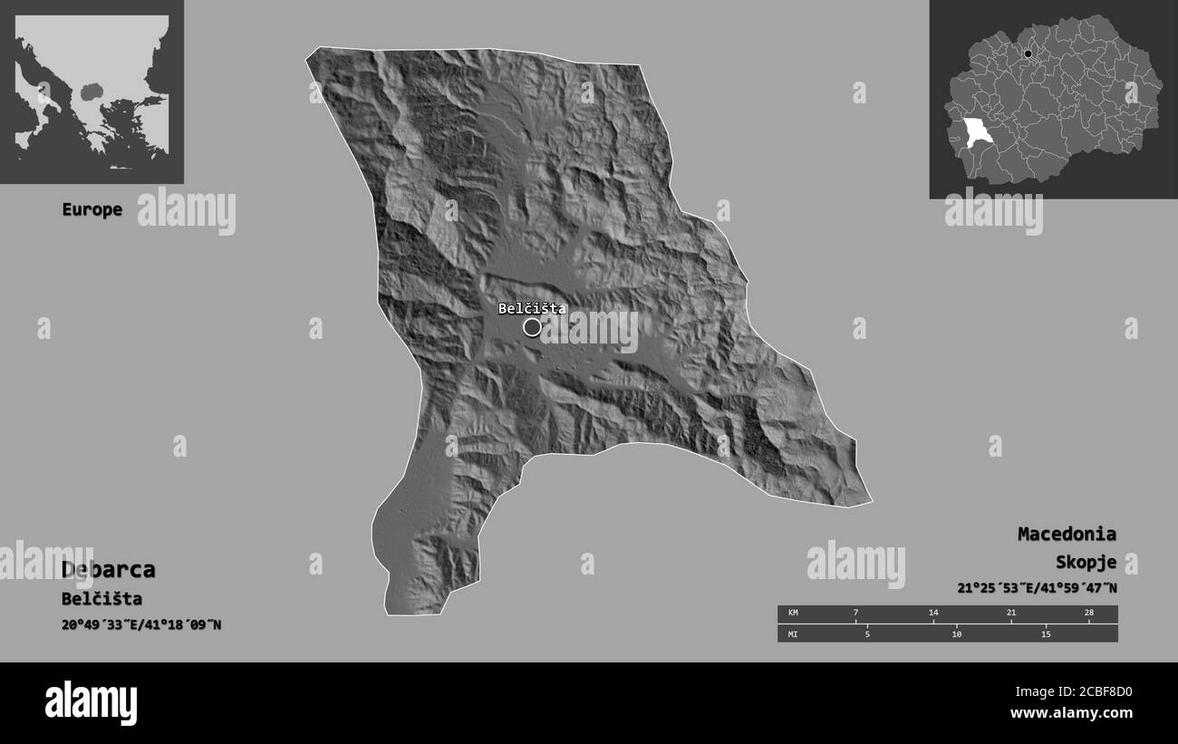Shape of Debarca, municipality of Macedonia, and its capital. Distance ...