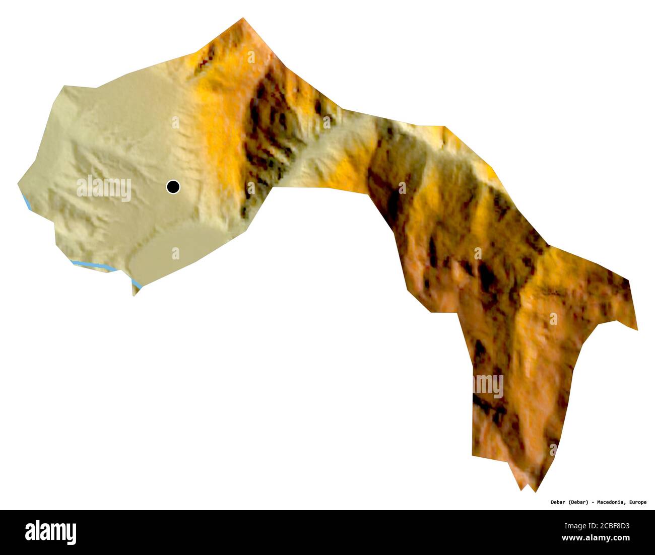 Shape of Debar, municipality of Macedonia, with its capital isolated on ...
