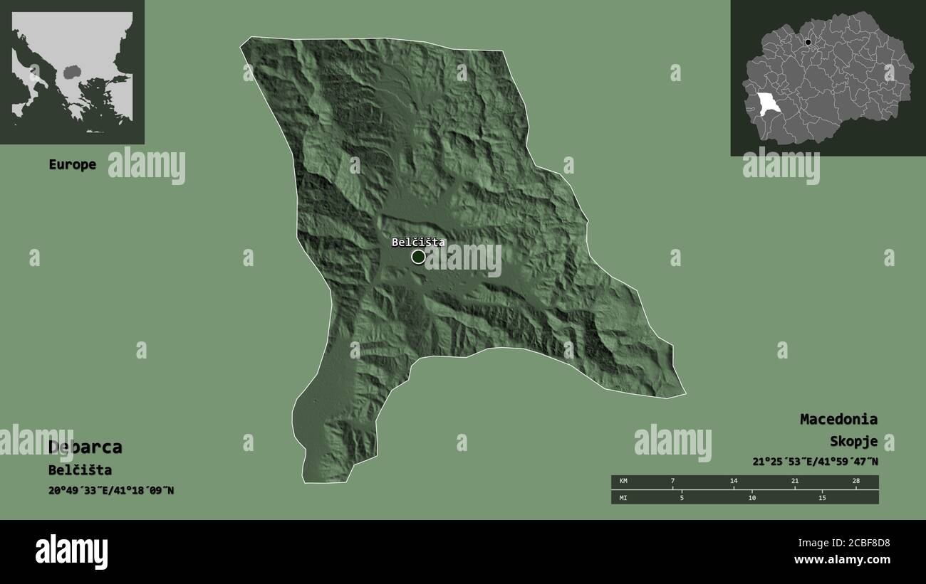 Shape of Debarca, municipality of Macedonia, and its capital. Distance ...